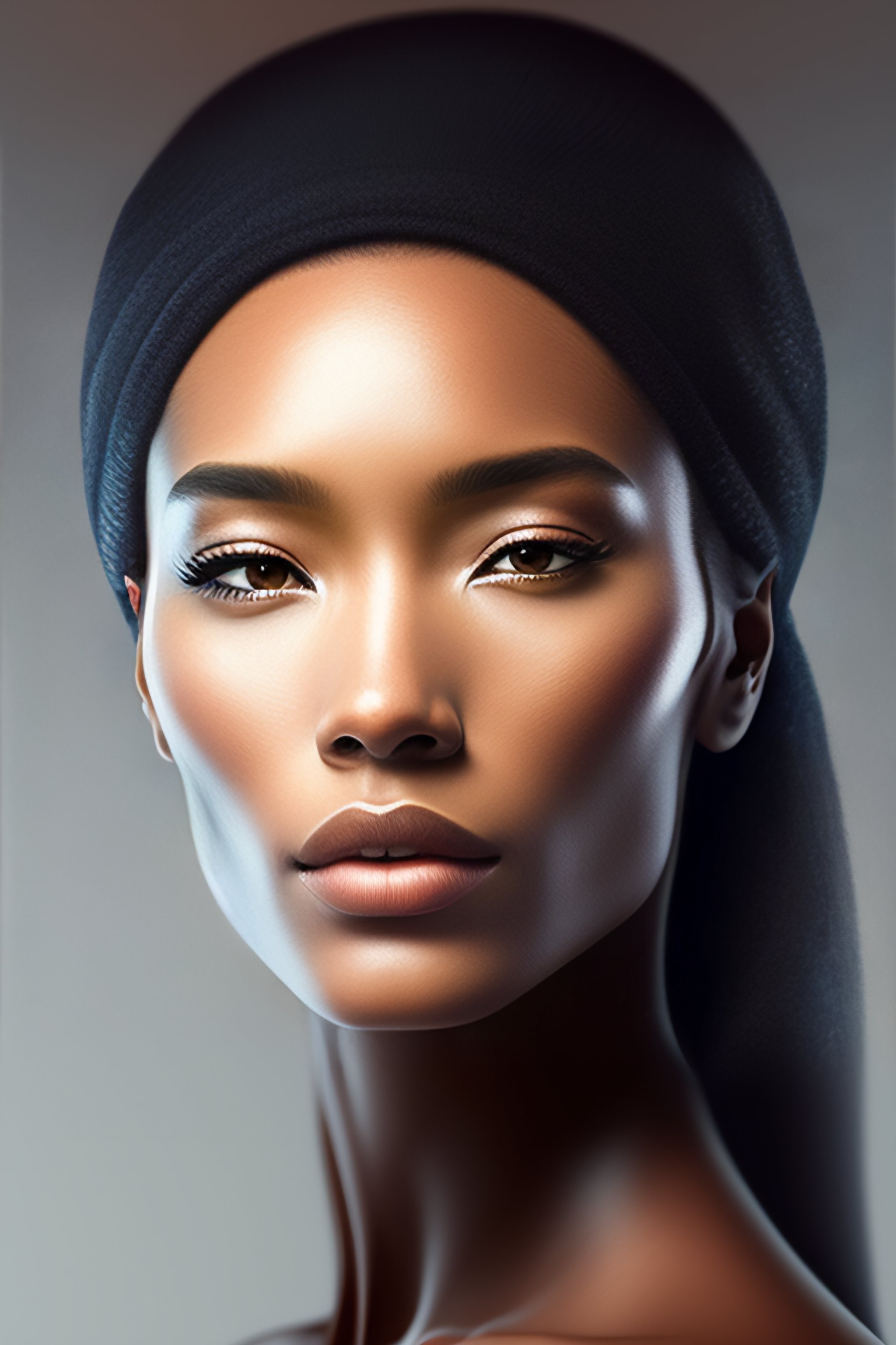 Lexica - Advanced human face without nose in future digital art