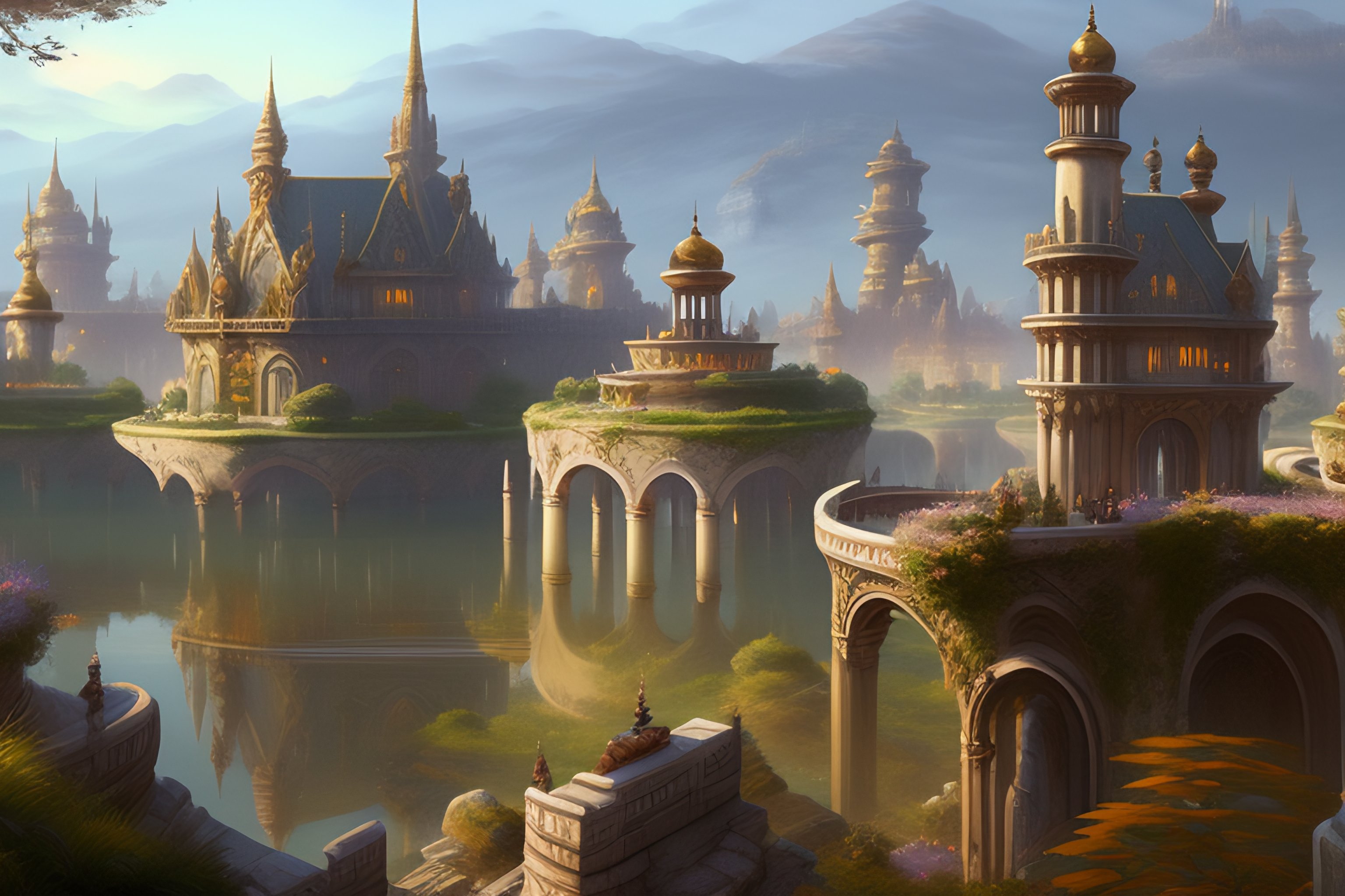 Lexica - Epic view, wide angle, elegant fantasy capital city, insanely ...