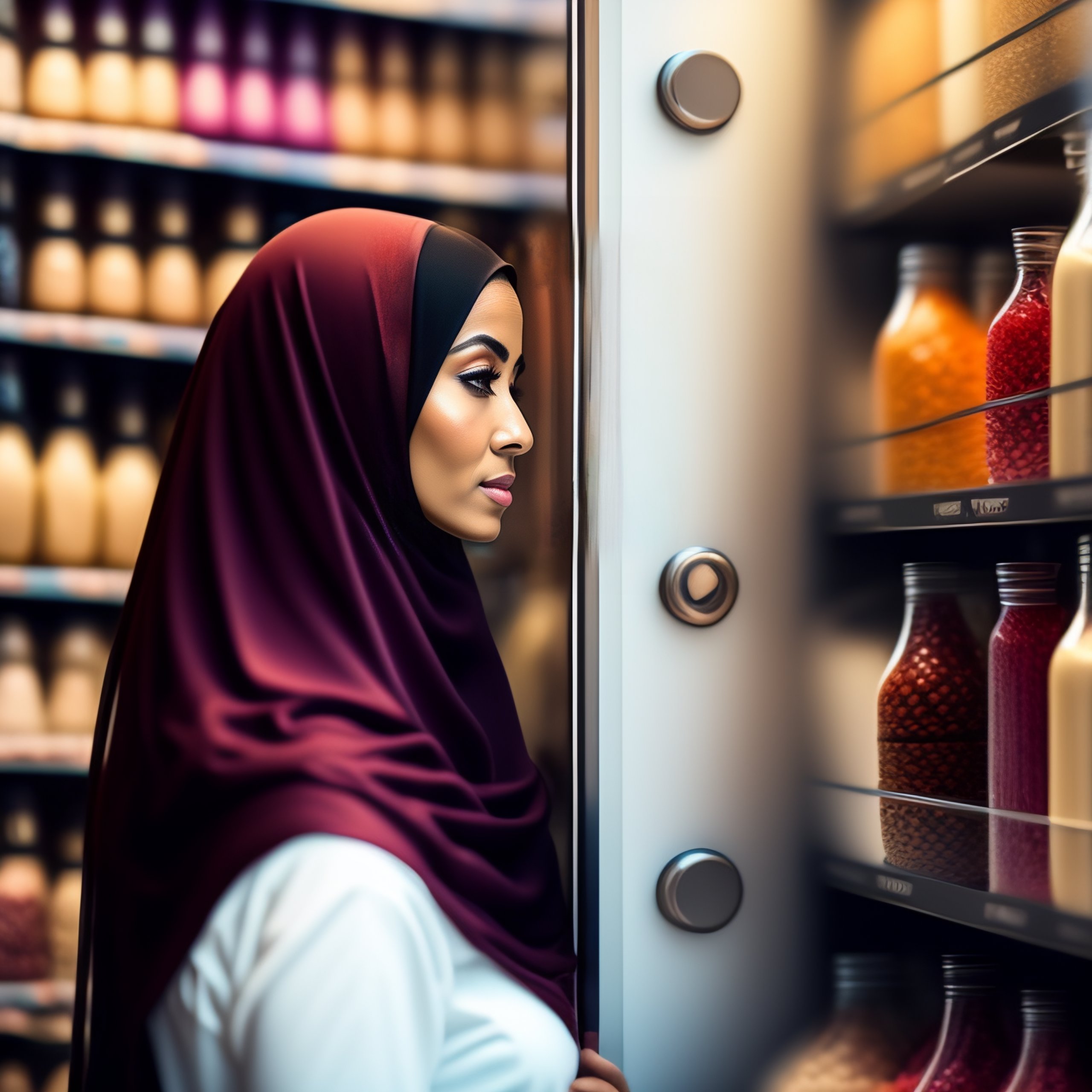 Lexica - Moslem woman shopping on the store, website, ui ux,