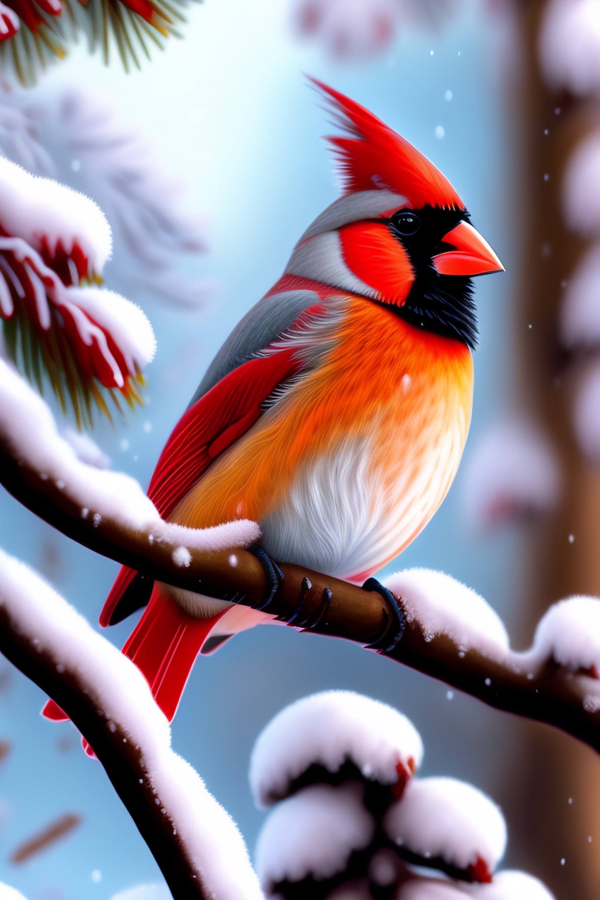 Lexica - Cozy winter cardinal procreate illustration colored pencil ...
