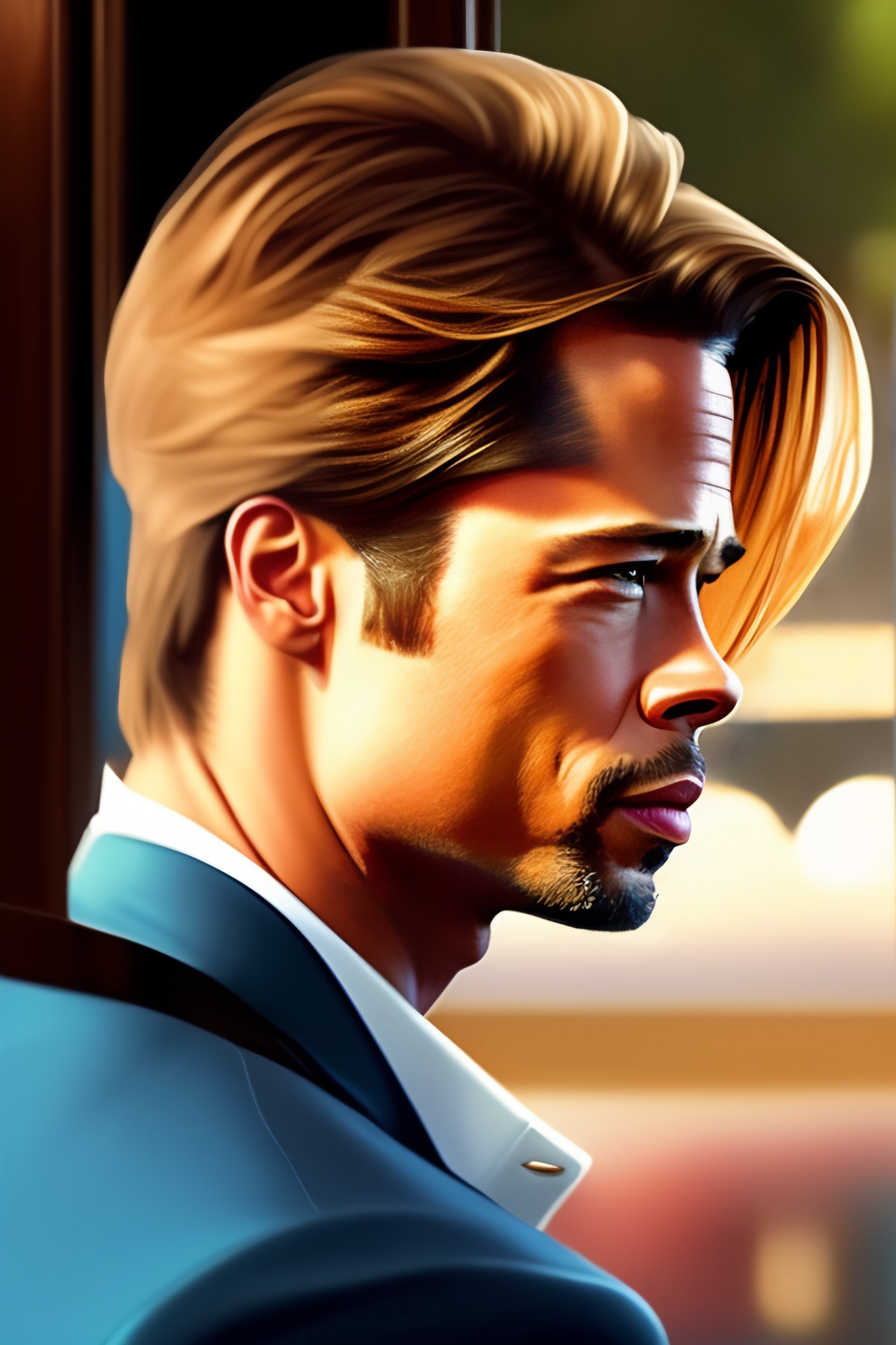 Lexica - Brad Pitt with a bird in his shoulder - anime style