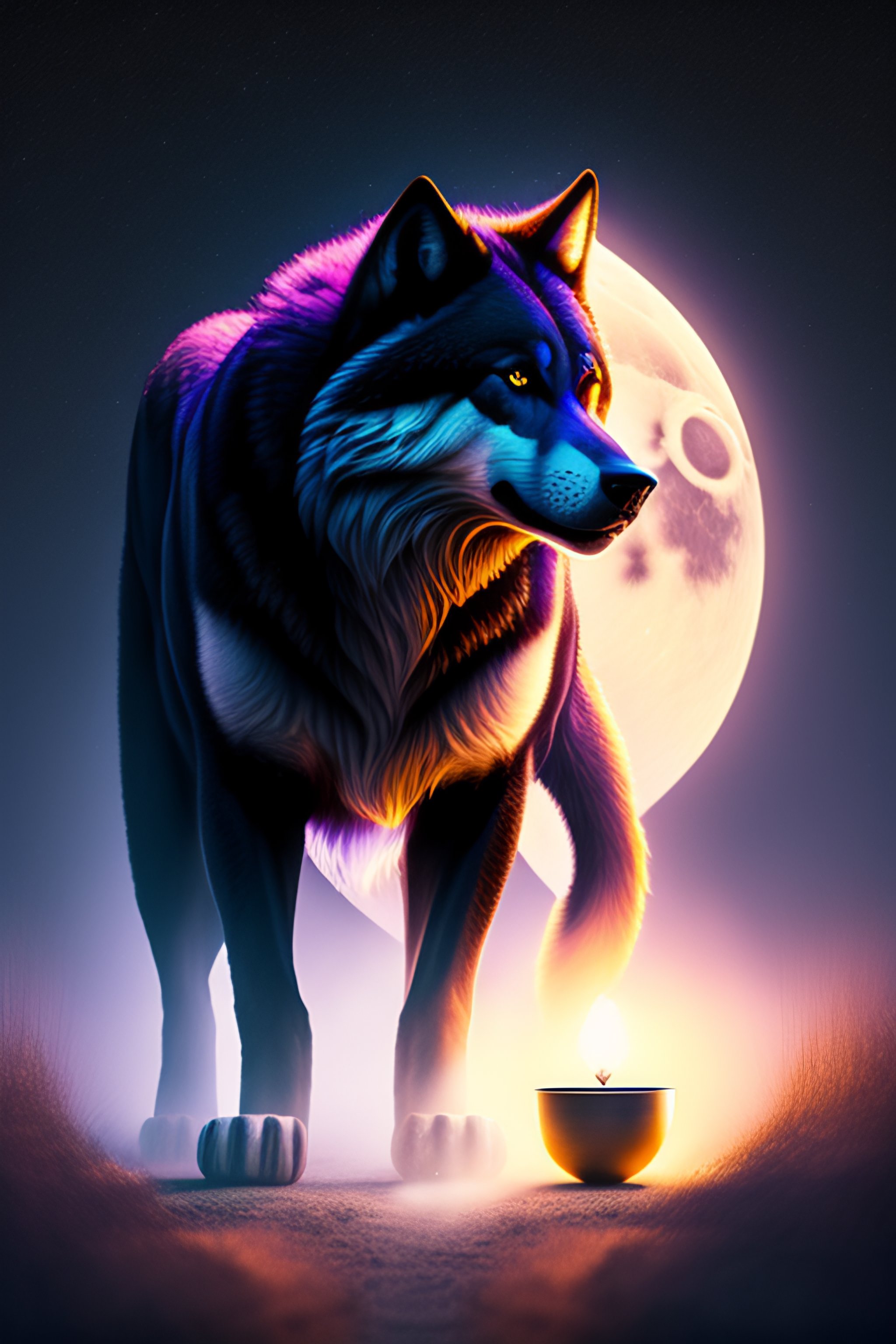 Lexica - Werewolf, tall, begging for a bowl of flour, at night full moon