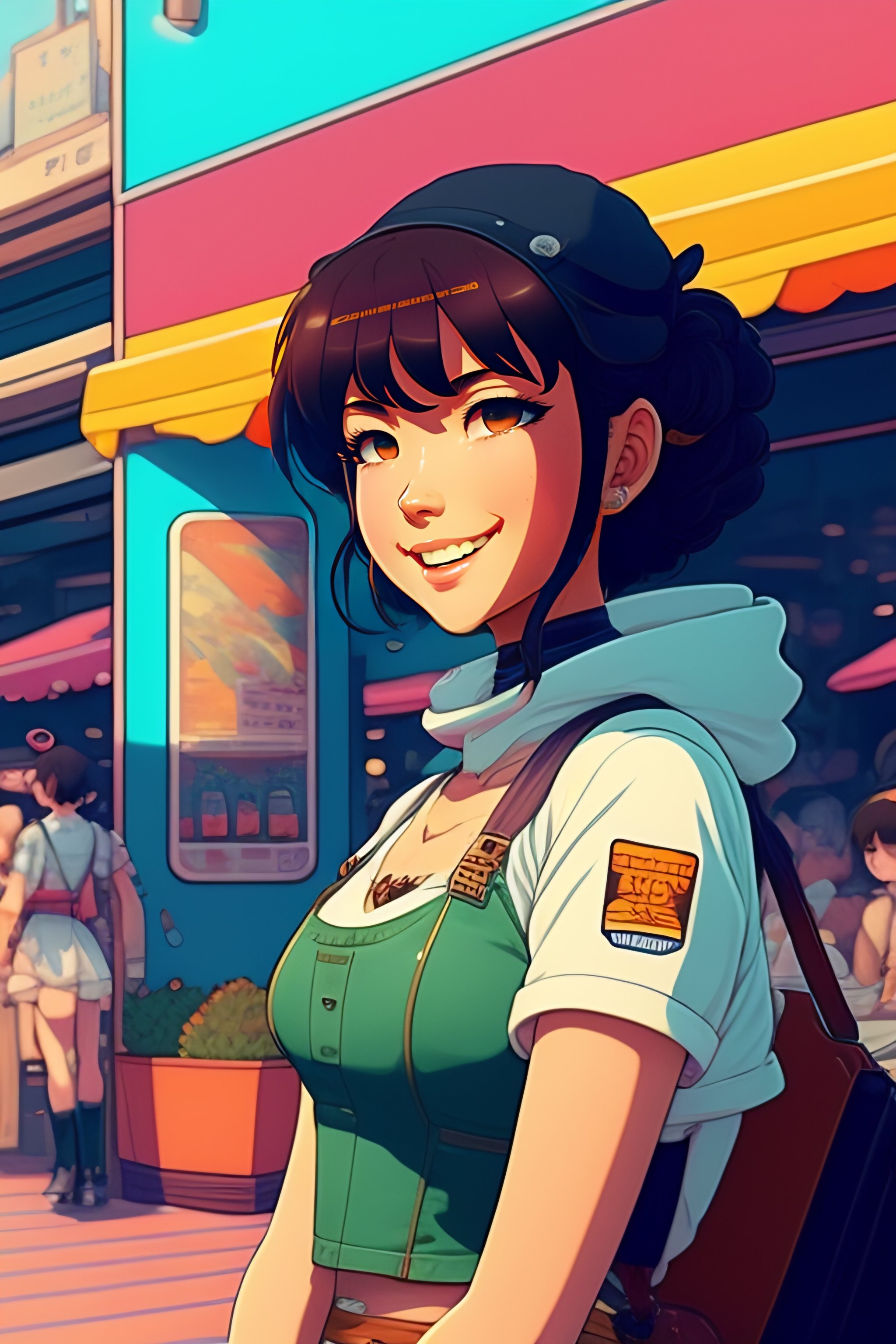 Lexica - Photo of a smiling Daisy Dukes at a cafe, style of laurie ...