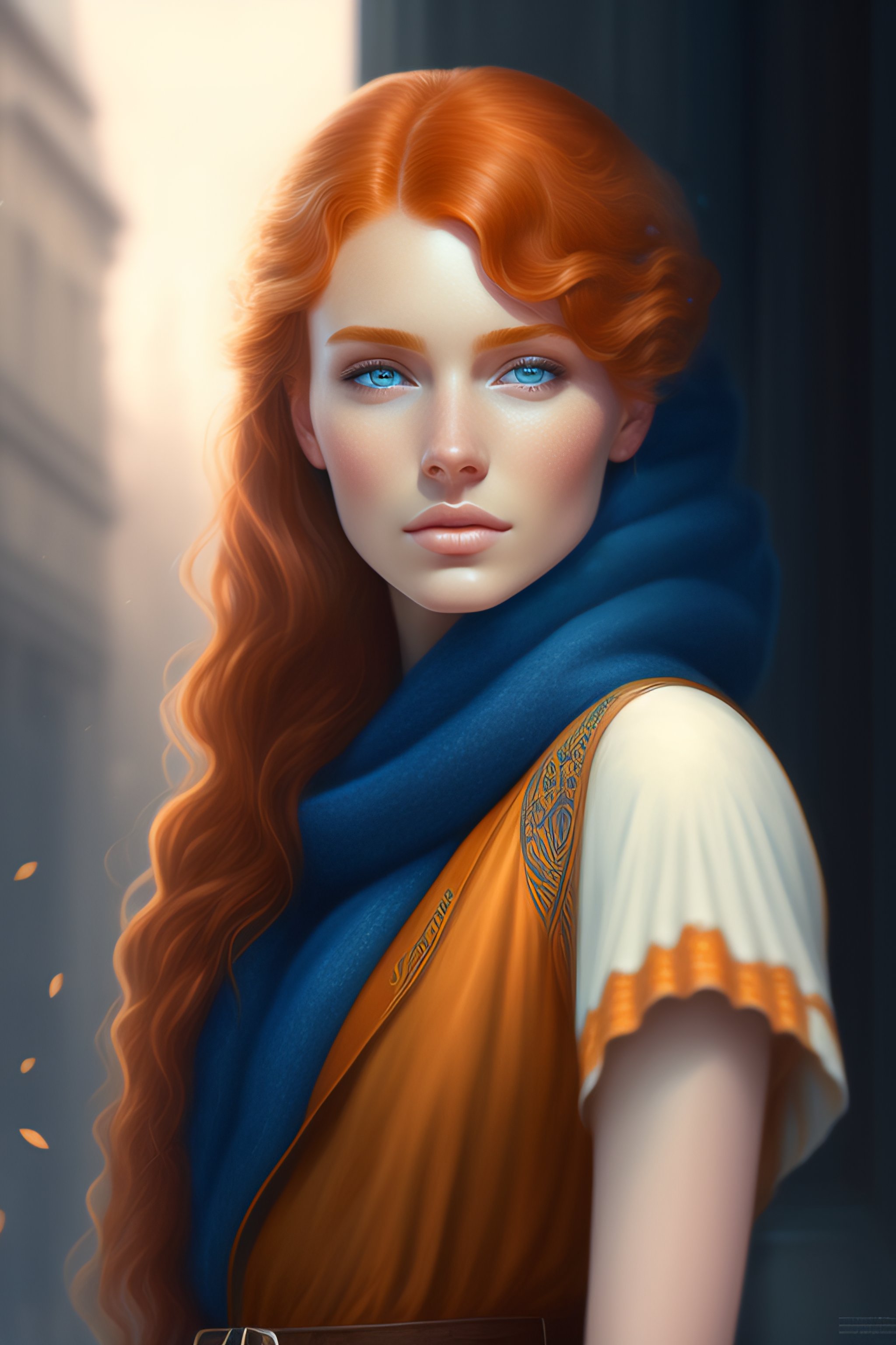 Lexica - A highly detailed illustration of ginger haired young lady ...