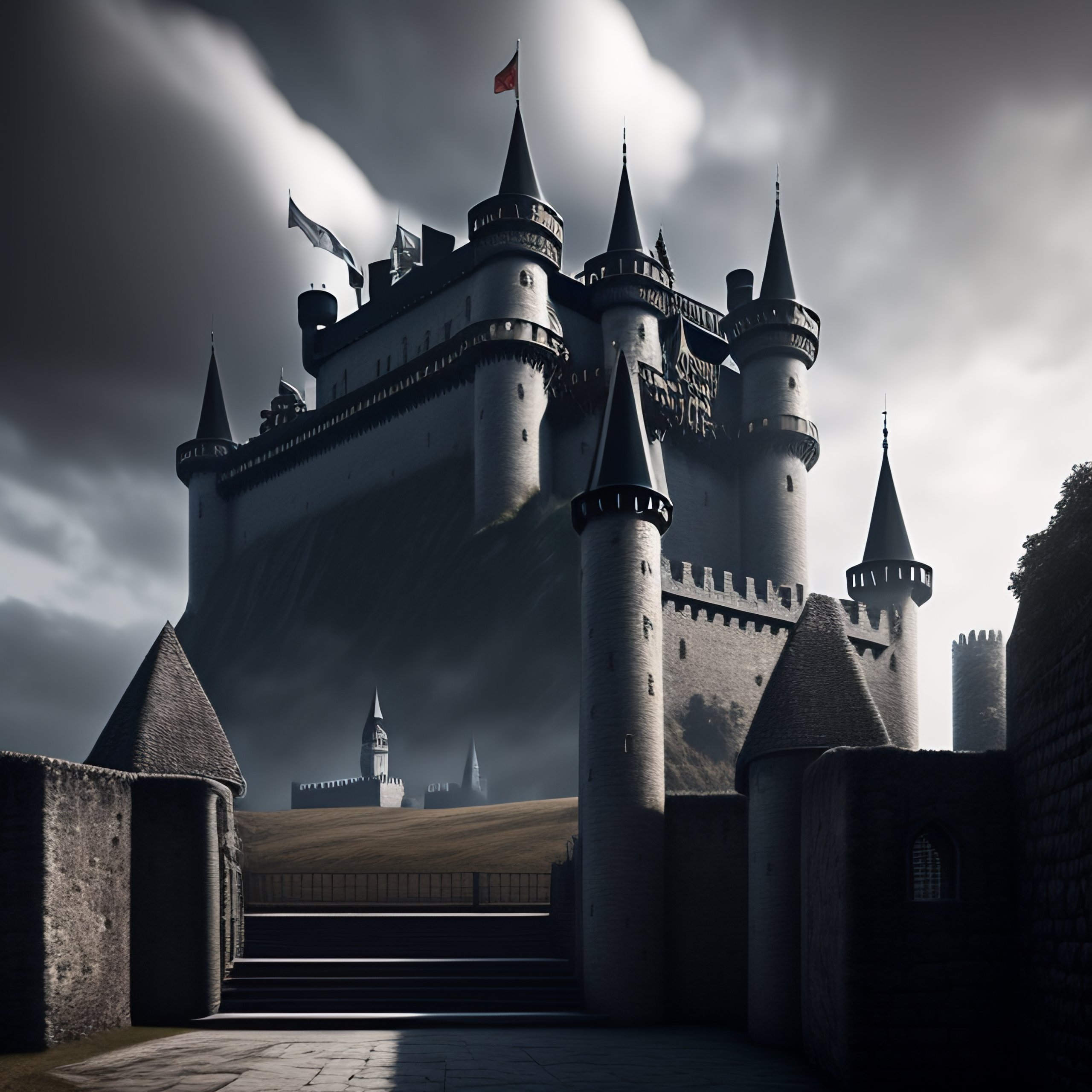 Lexica - An ultra detailed black and white tarot card of the keep of ...