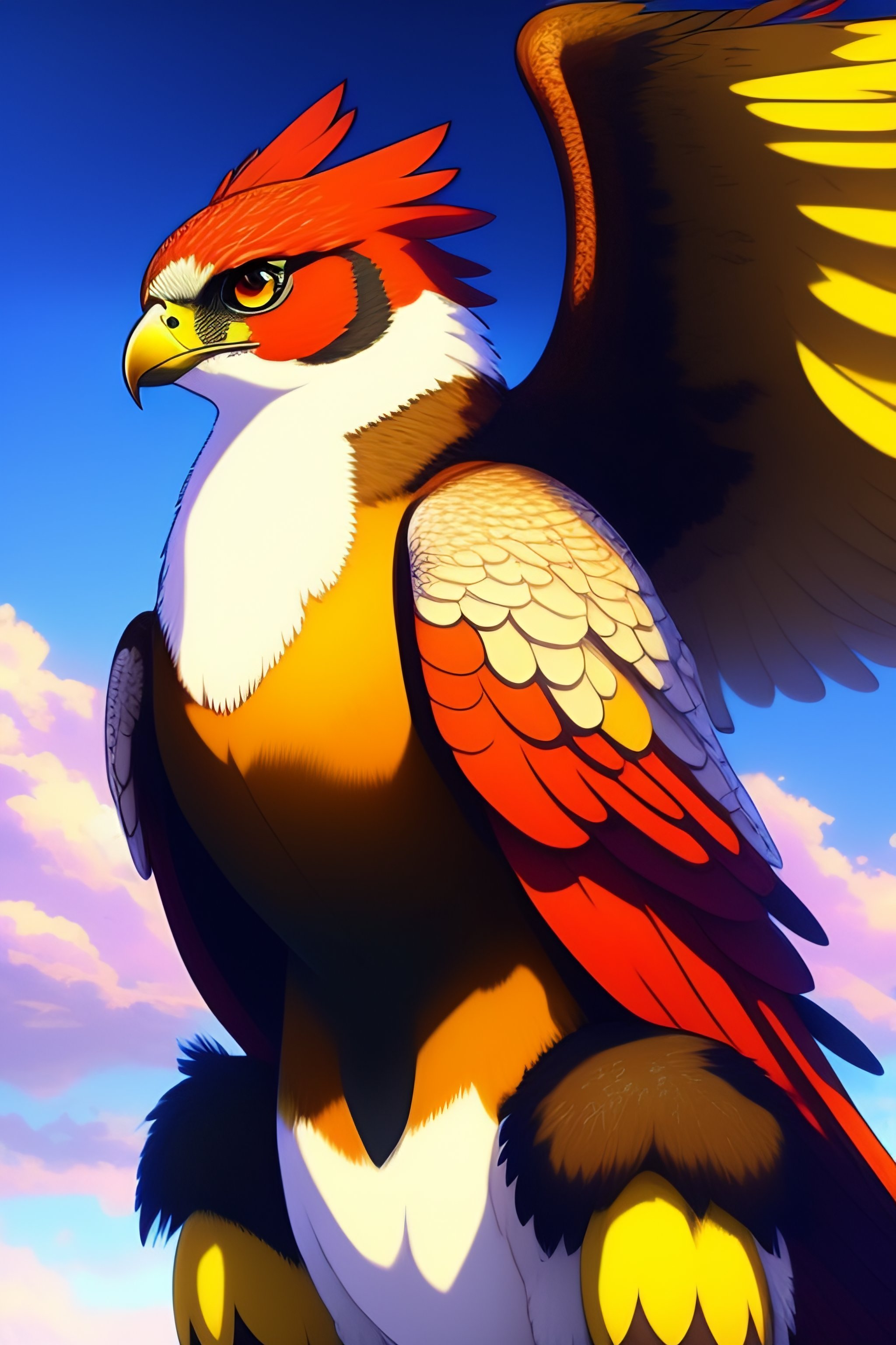 Lexica - Anime illustration of a falcon that looks like a hawk and ...