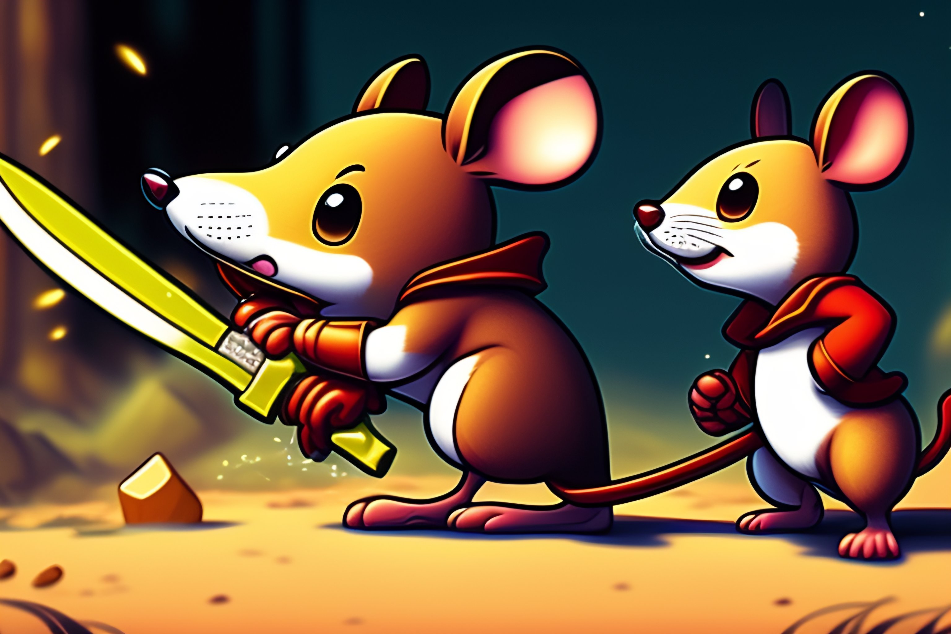 Lexica - The Mouse with melee weapons fight eachover on Manga Book Cover