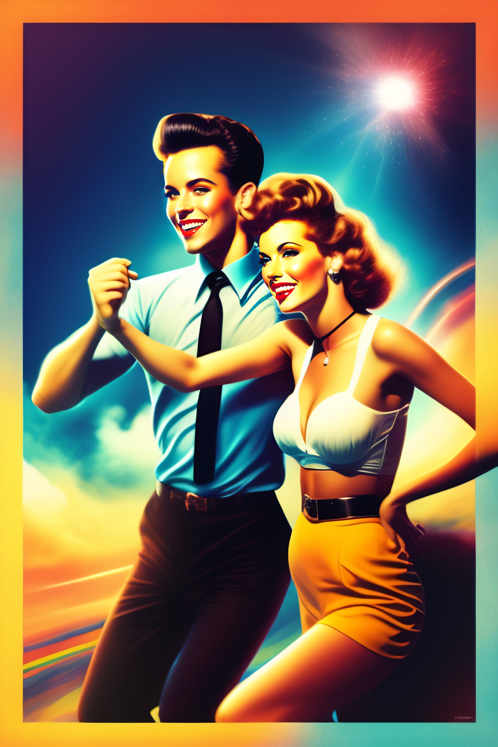 Lexica - Young rocker couple from the 50s dancing rock and roll with ...