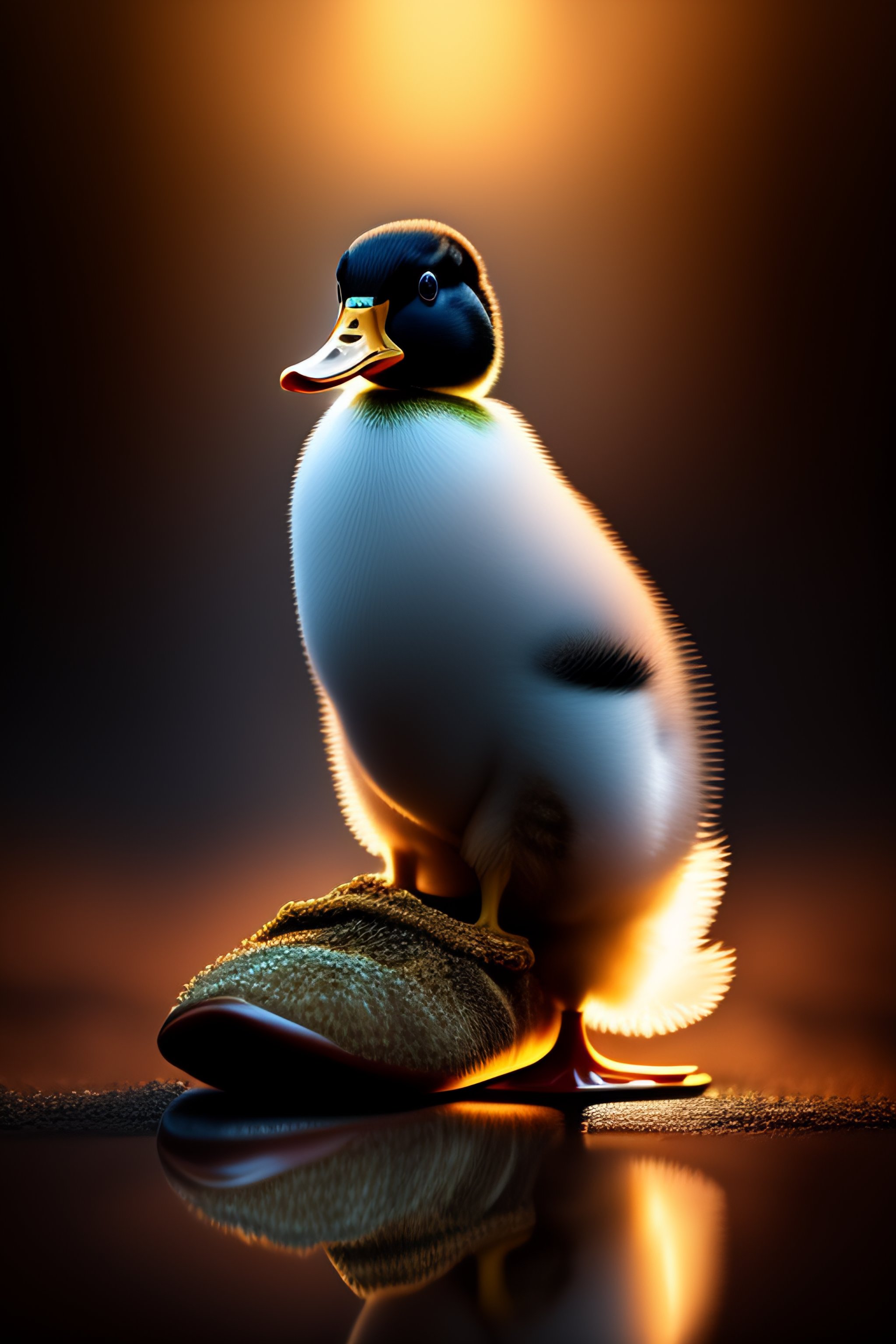 Lexica - A duck with human feet, in a drak place, horror lighting ...