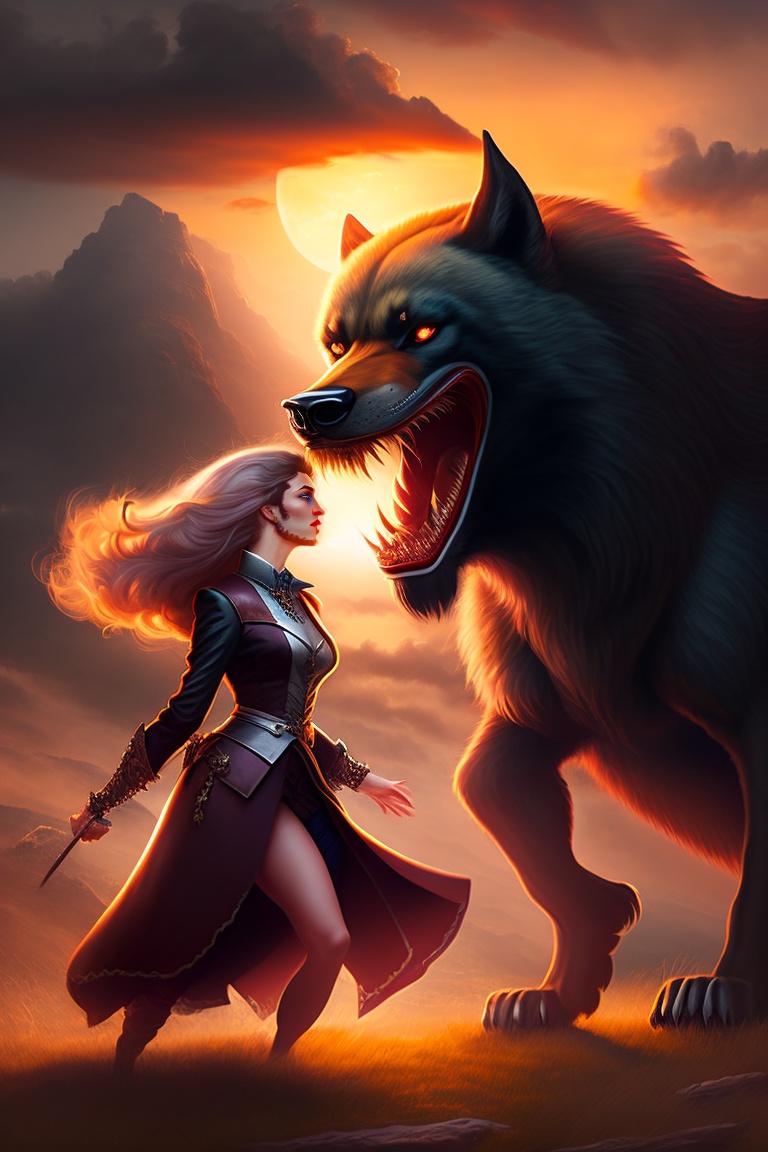 Lexica - A vampire fighting a werewolf in an open feild at sunset with ...