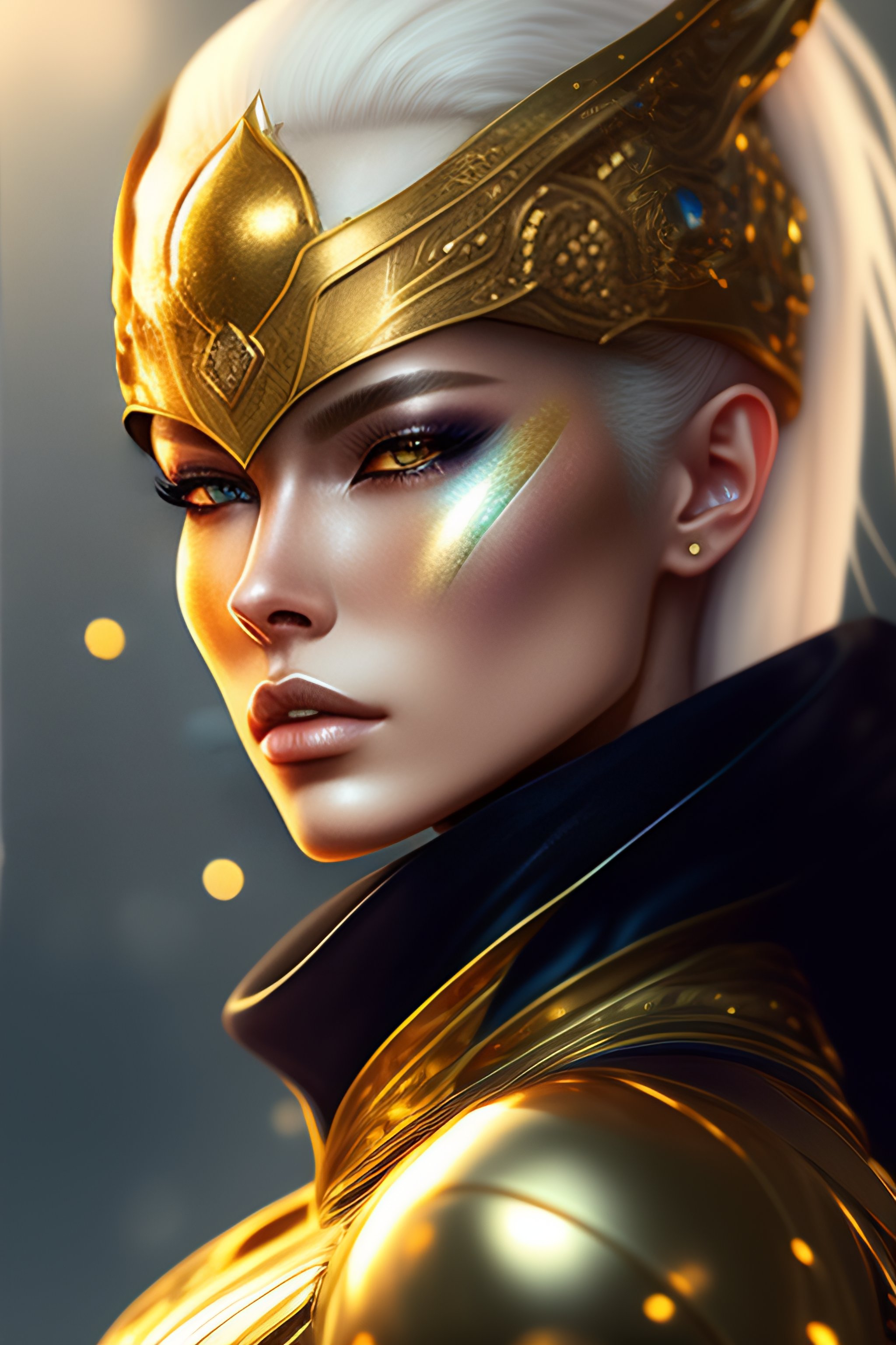 Lexica - Left facing,Portrait of a gold plated, crowned, white gold ...