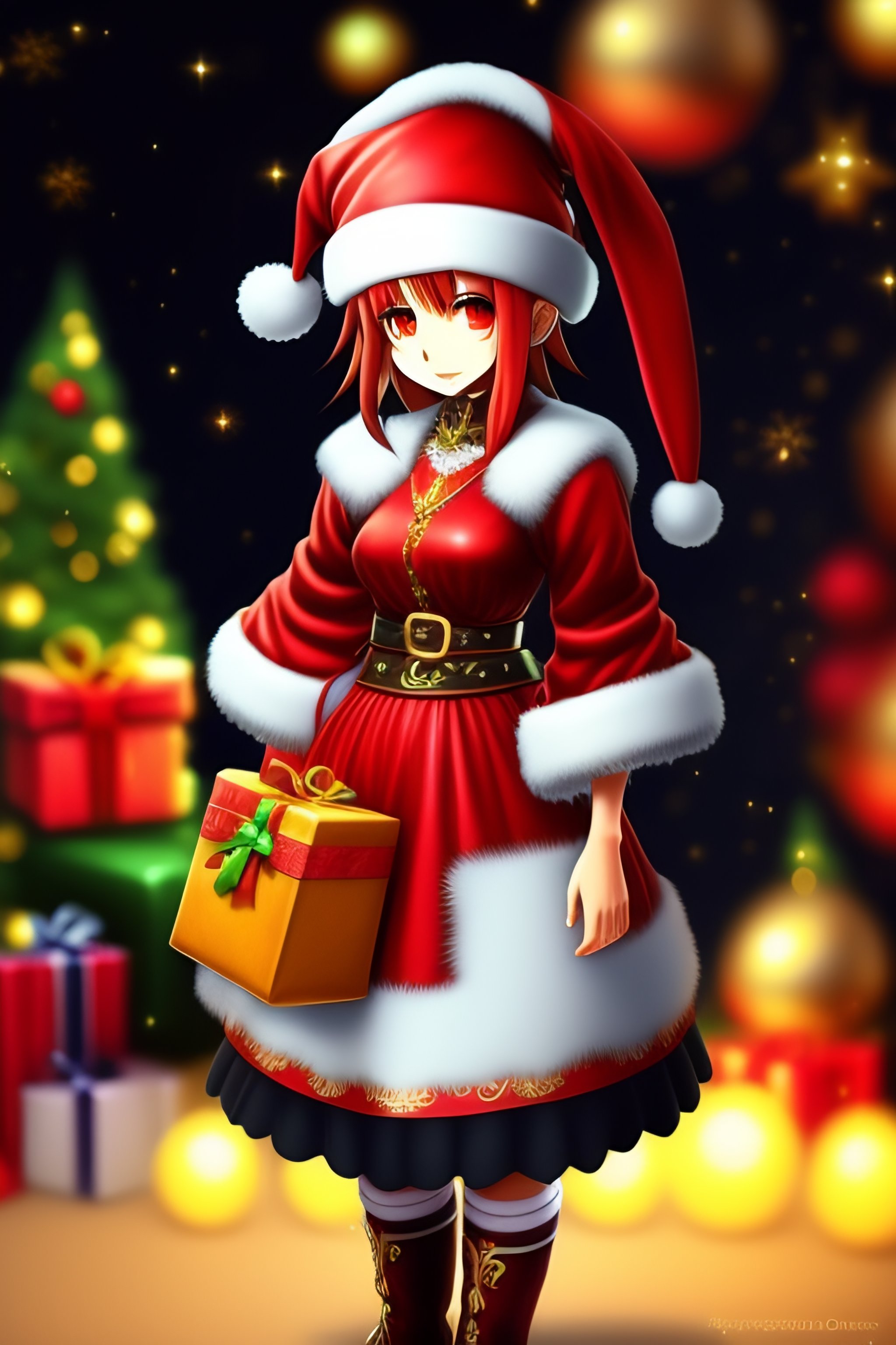Lexica - Refia from final fantasy 3ds anime style dressing as a santa claus