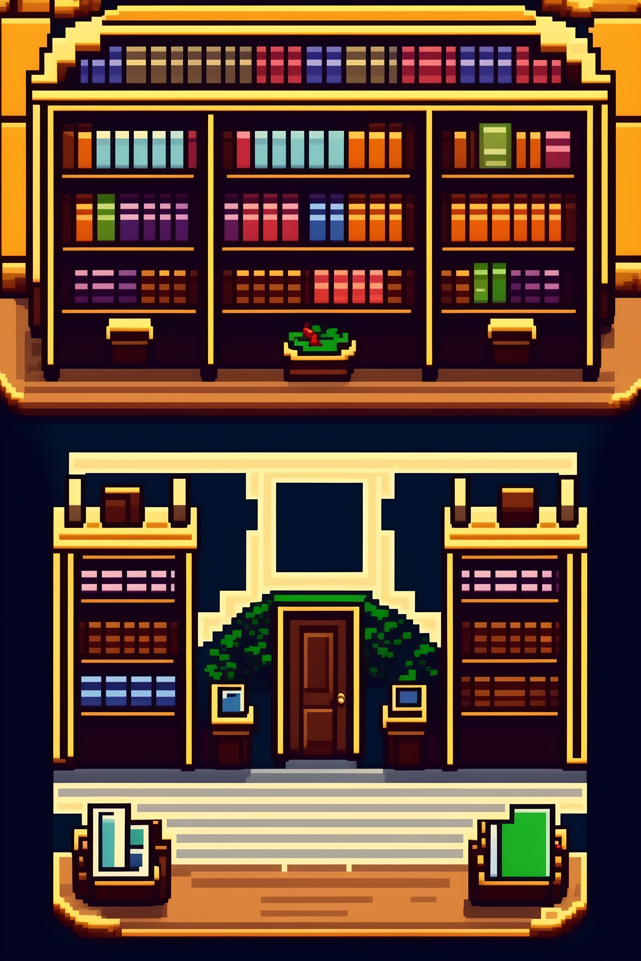 Lexica - Detailed cute pixel art of library interior