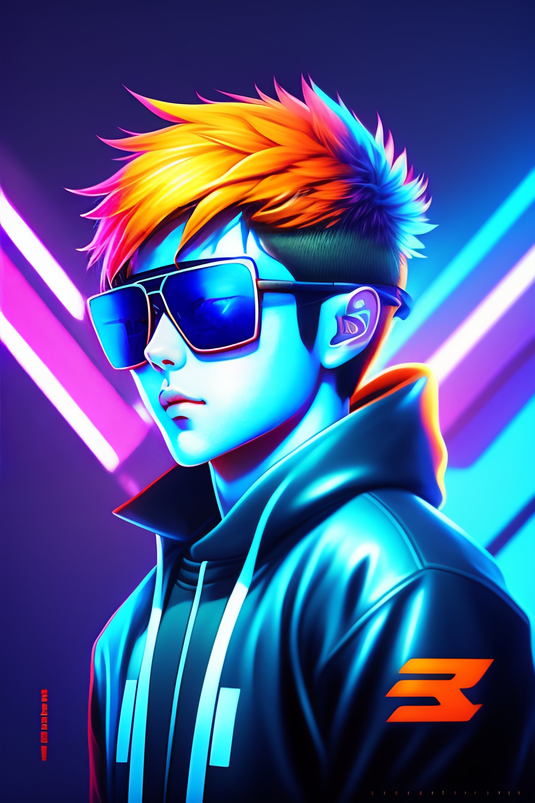 Lexica - Logo, cyber punk gamer boy ceramic tile, art cartoon style ...