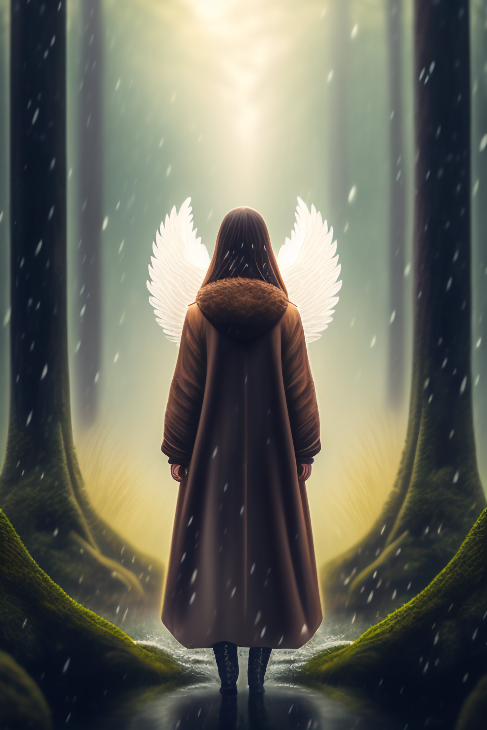 Lexica - Angel,forest,rain, smooth, sharp focus, illustration