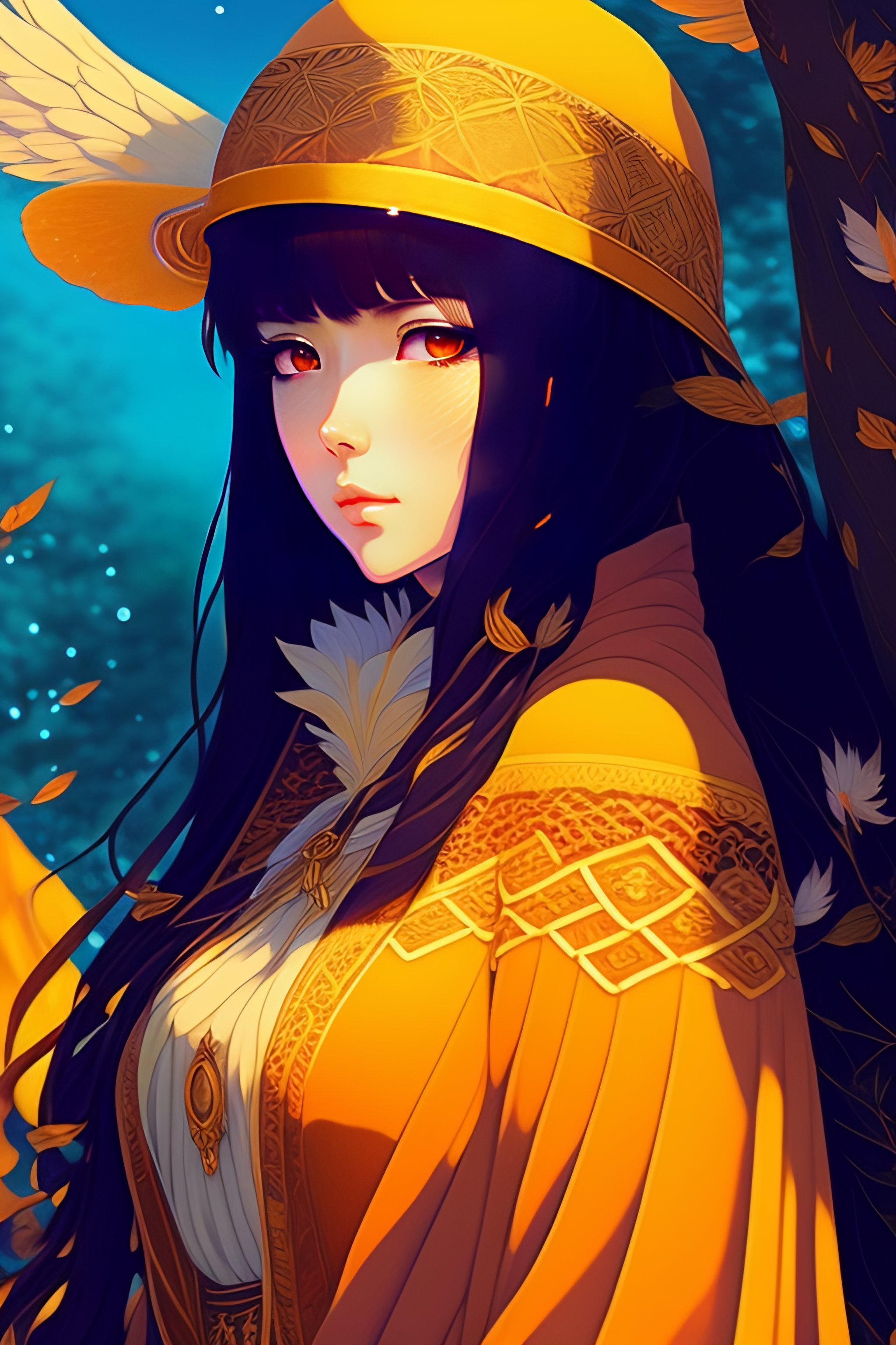 Lexica - Full body portrait goddess of the owls in feathered robe ...
