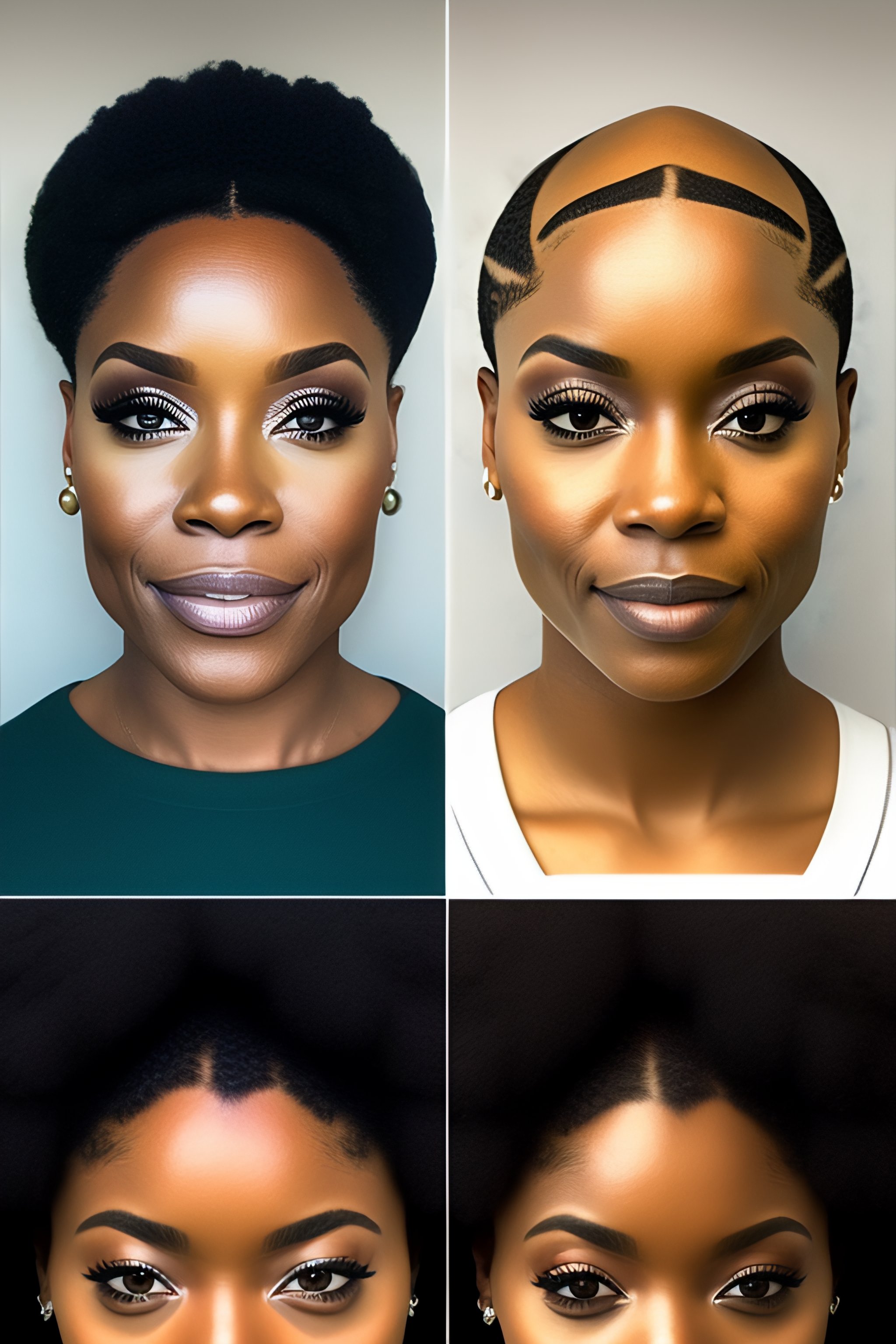 Lexica - Before and after view of a hair loss woman afro’ s remaining ...