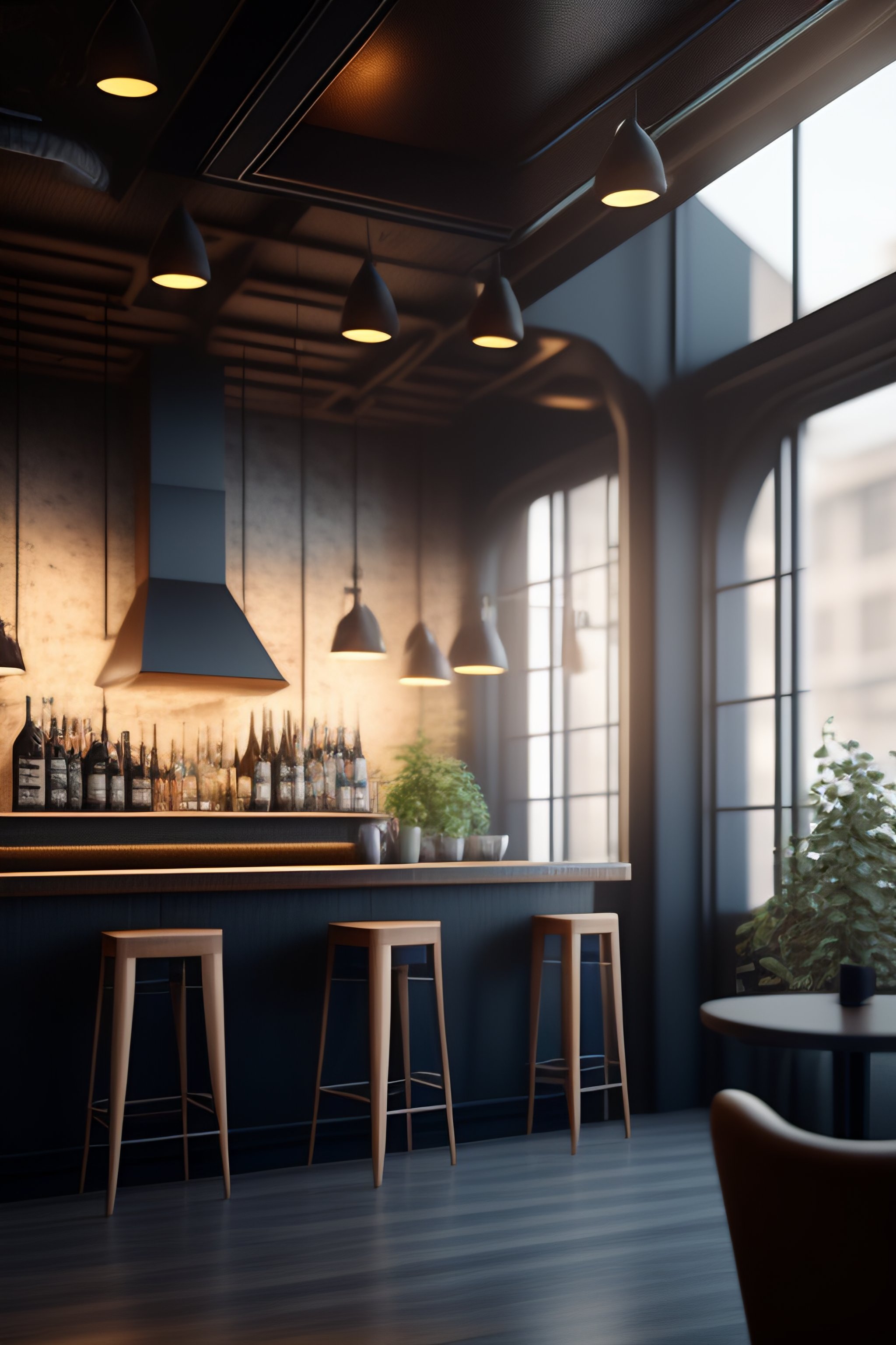 Lexica - Cafe interior, industrial effect, ultra-realistic, octane ...