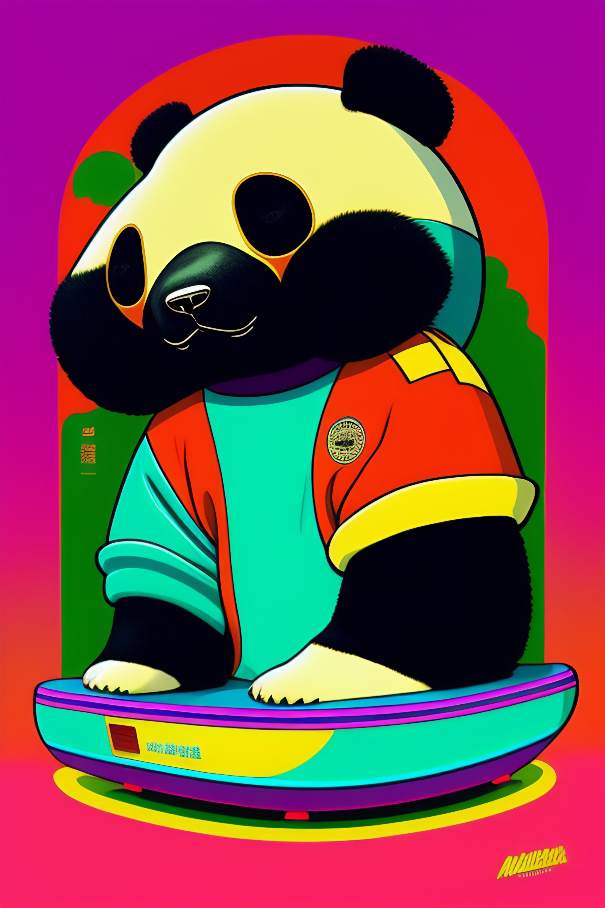 Lexica - 60s cartoon style photo of a Panda bear wearing underground ...