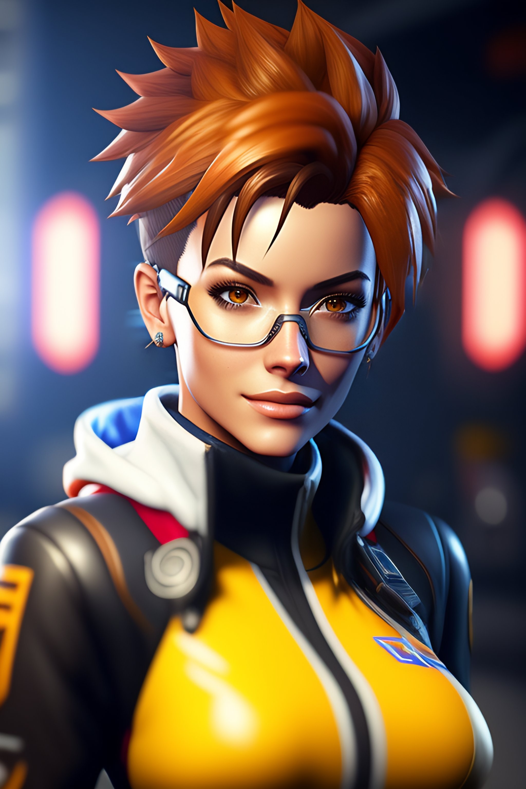 Lexica - A 3D realistic render of Tracer from the video game Overwatch 2