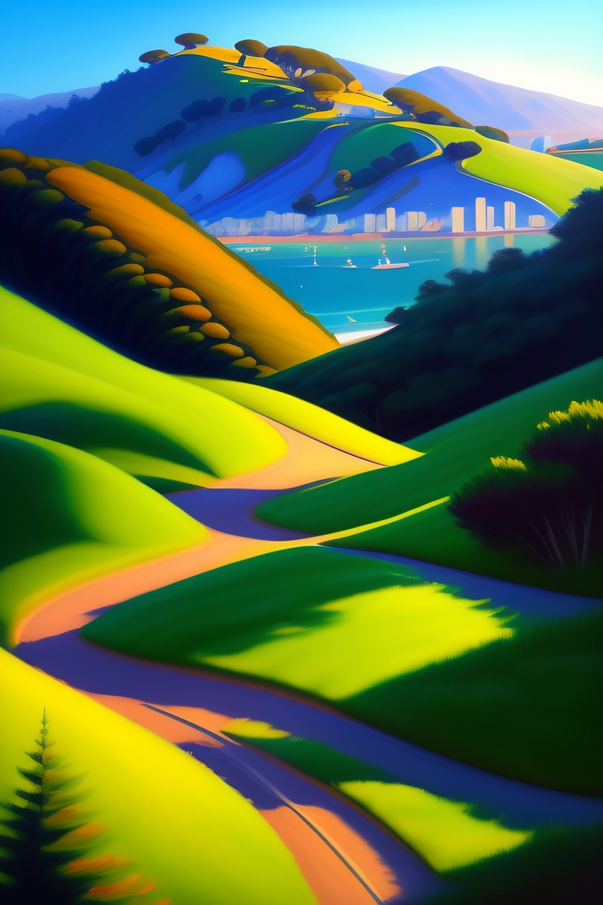 Lexica - San Francisco's green hills during the summertime, very ...