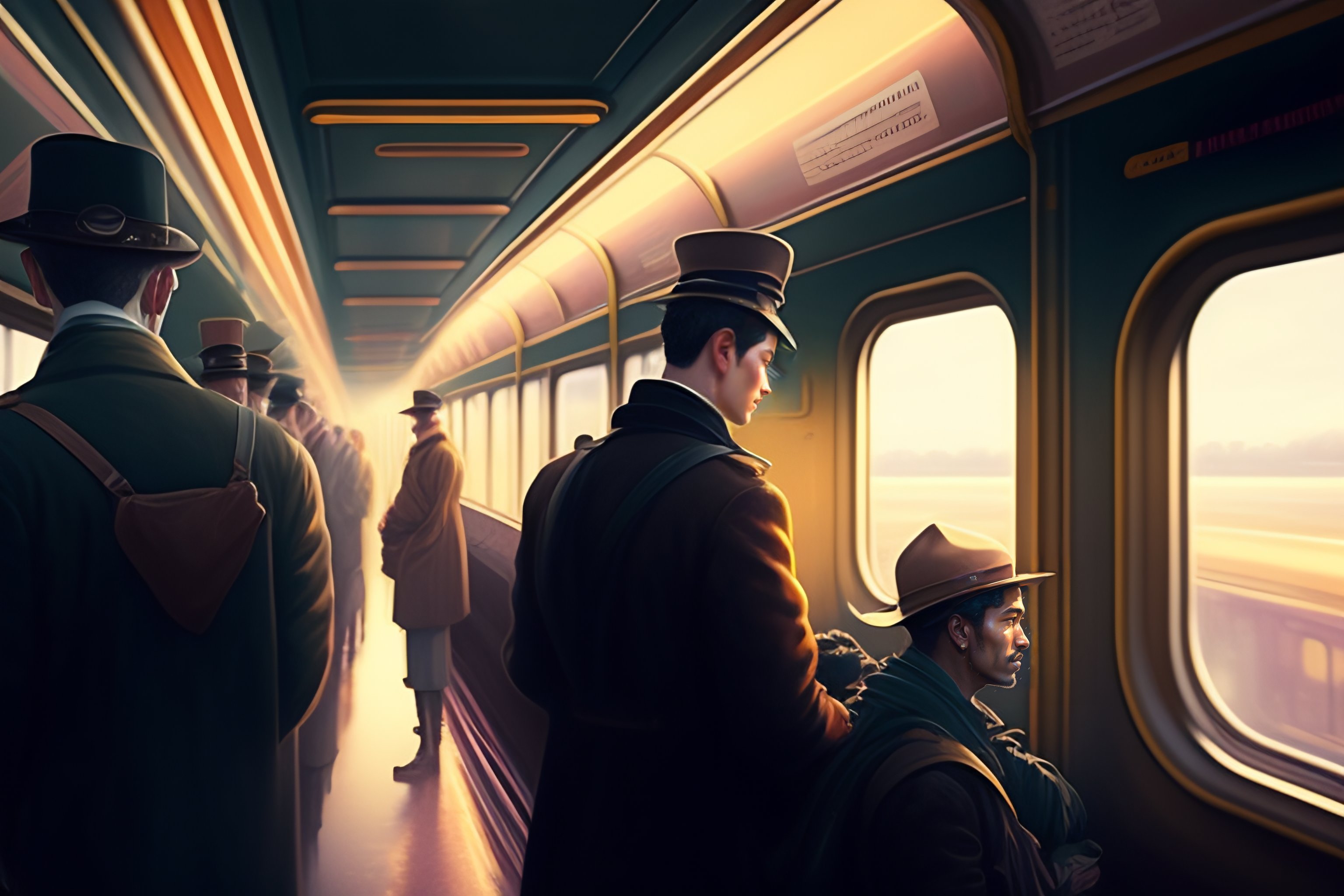 Lexica - Black railcar porter worker, 1930's standing in aisle-way ...