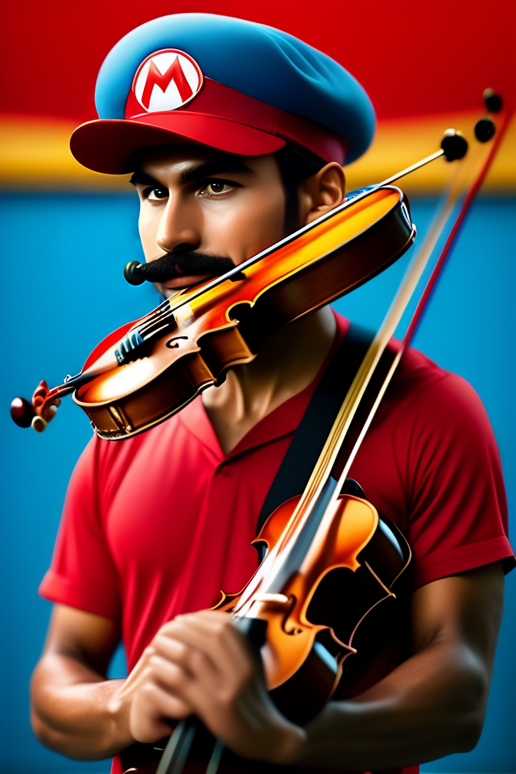 Lexica - Skinny handsome super mario playing violin