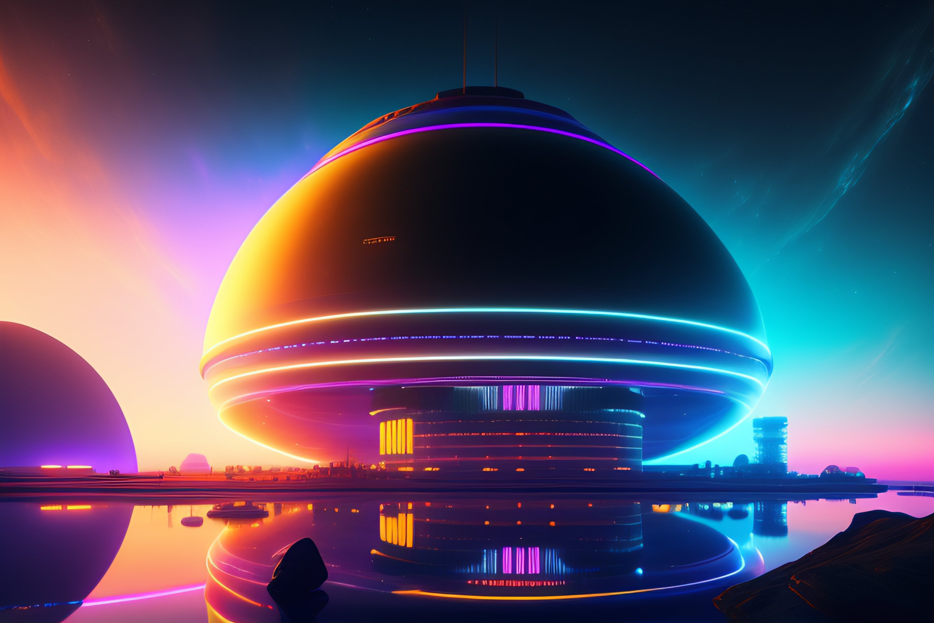 Lexica - Futuristic space station with a view of a distant planet, in ...