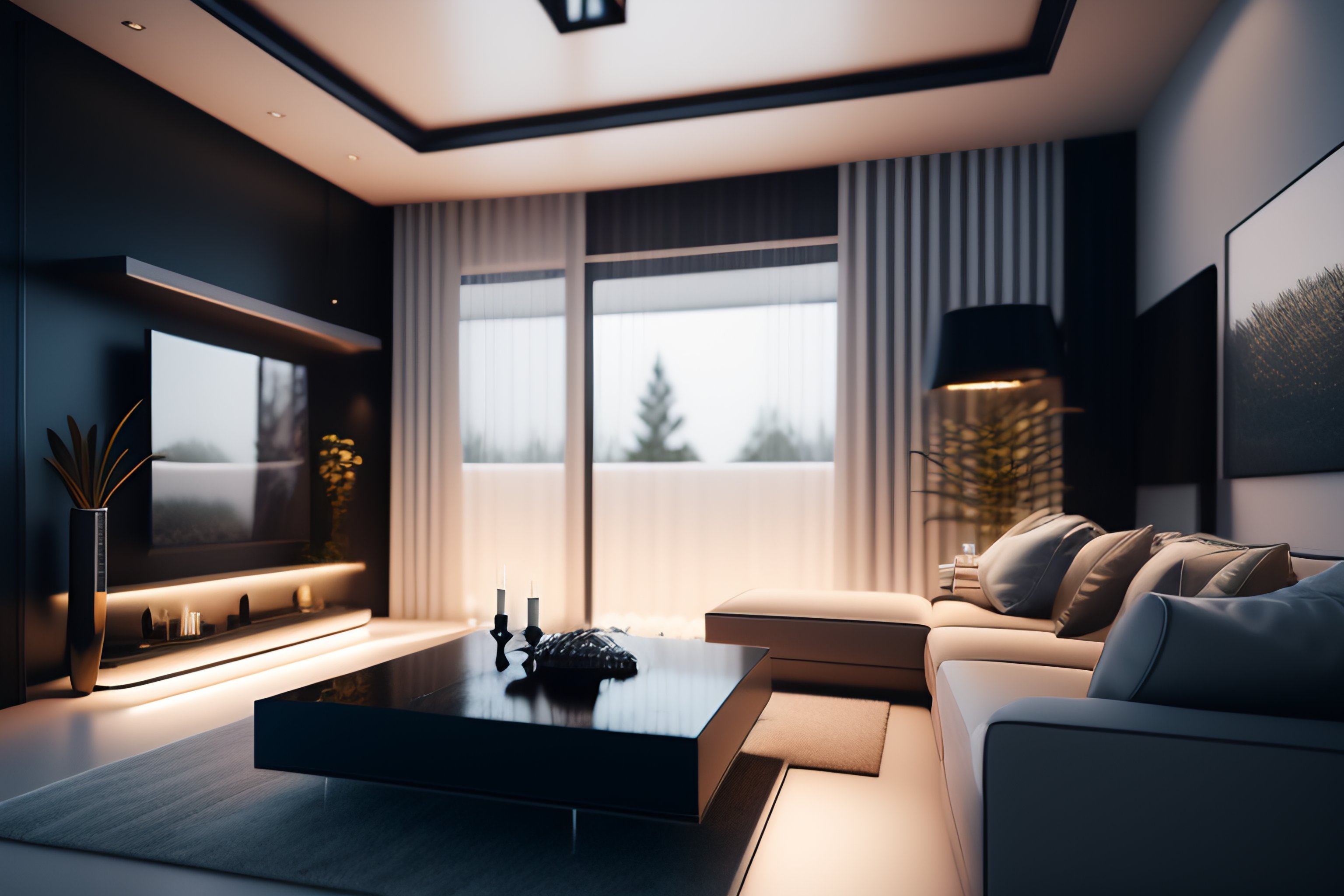 Lexica - Modern home design interior, living room with couches, luxury ...