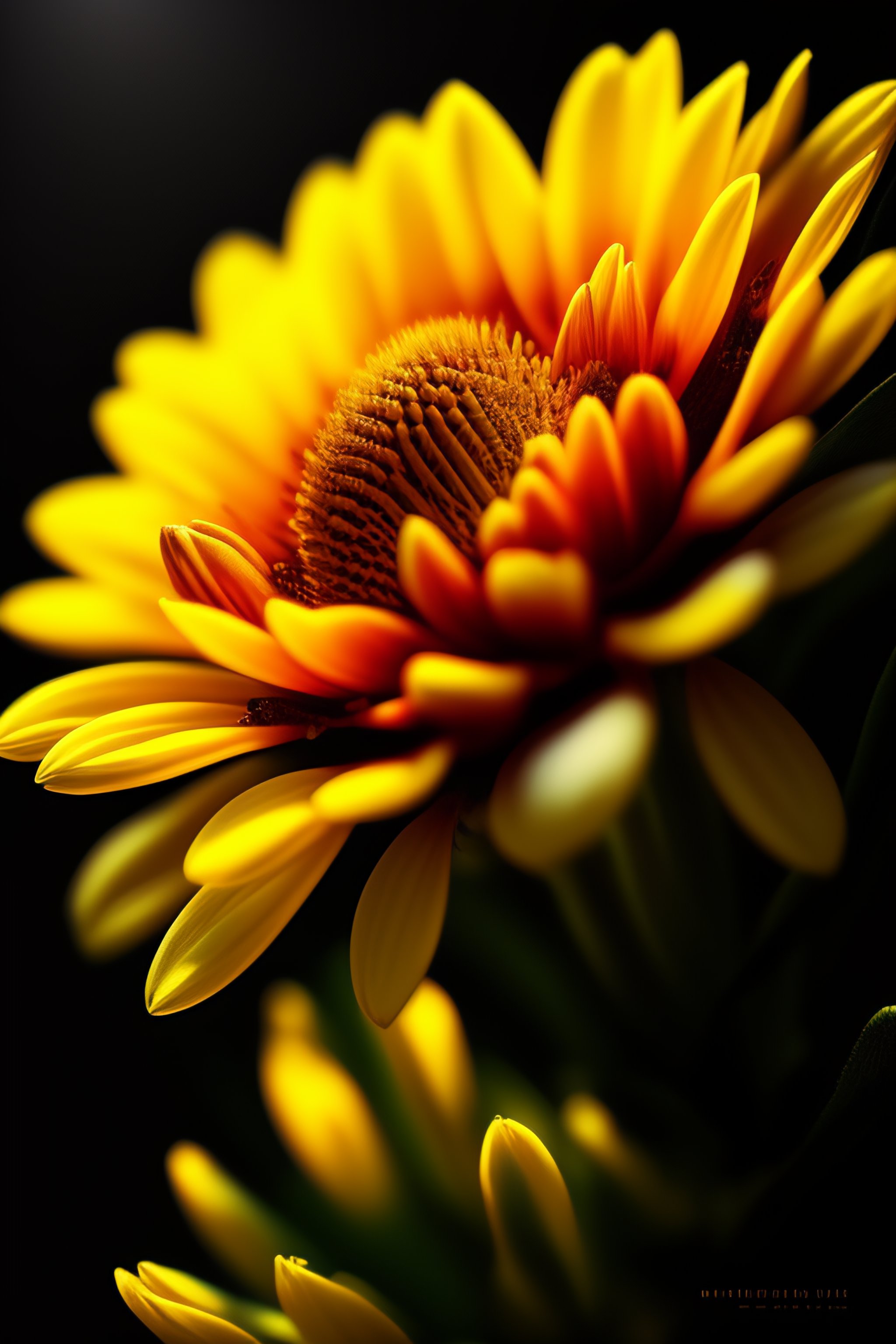 Lexica - Flower-power, trending on artstation”, yellow-black, diffused light, realism, dynamic ...