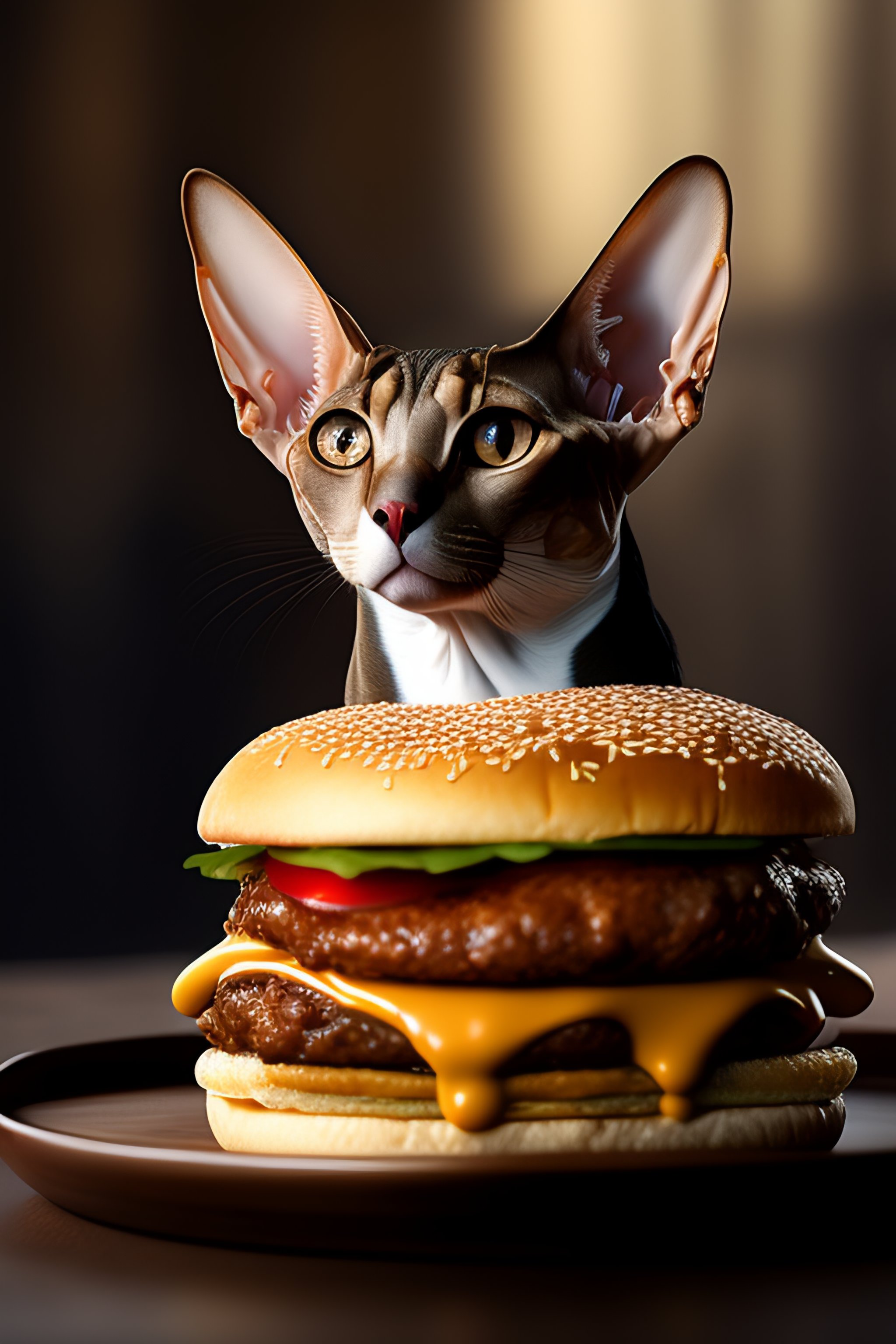 Lexica - Sphinx cat with a burger