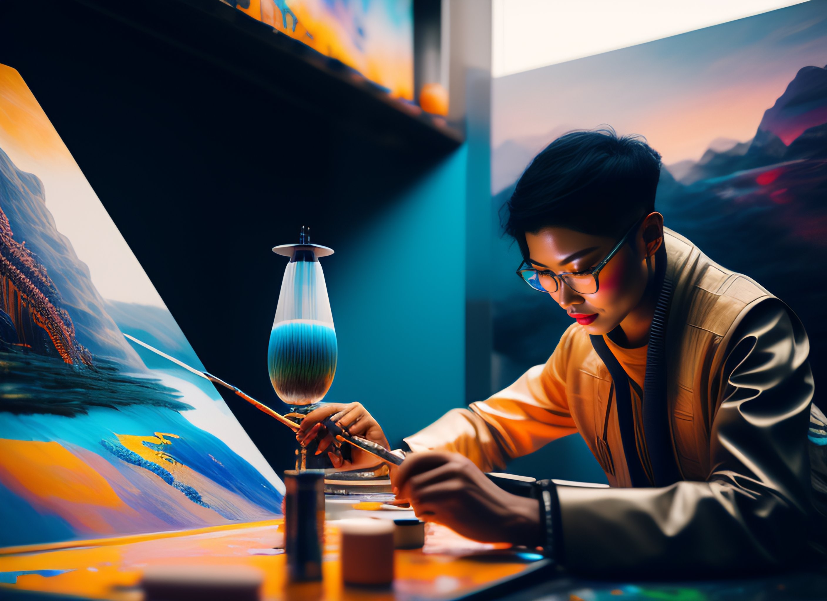 Lexica - Photo of futuristic futuristic robot painter as artist ...