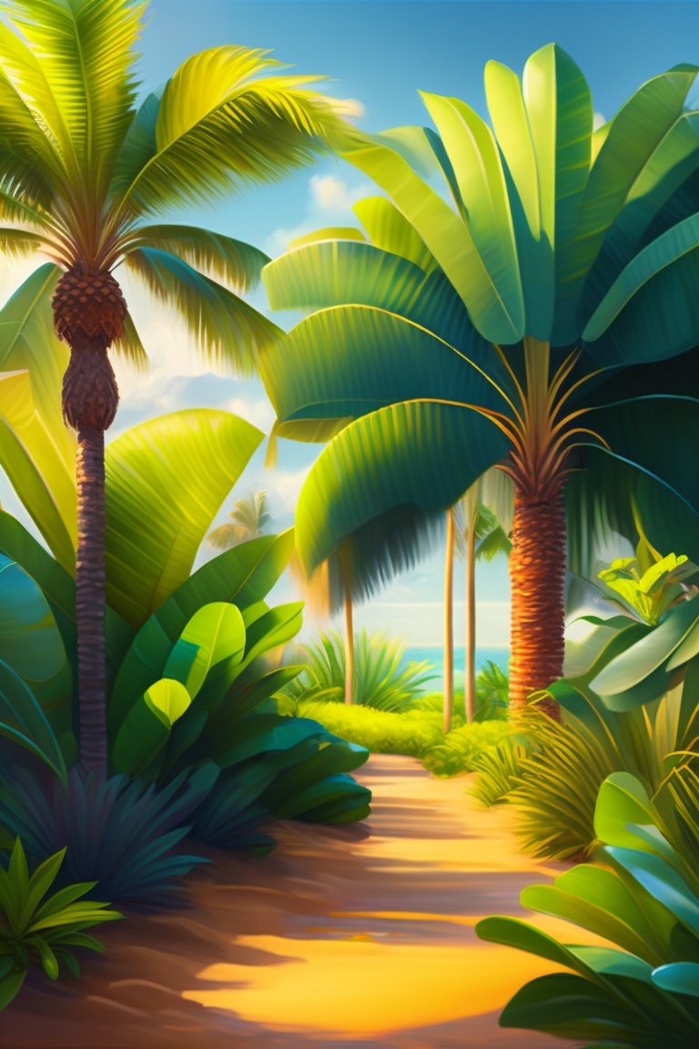 Lexica - Creation of cuban landscape of green plants, flowers and palms ...