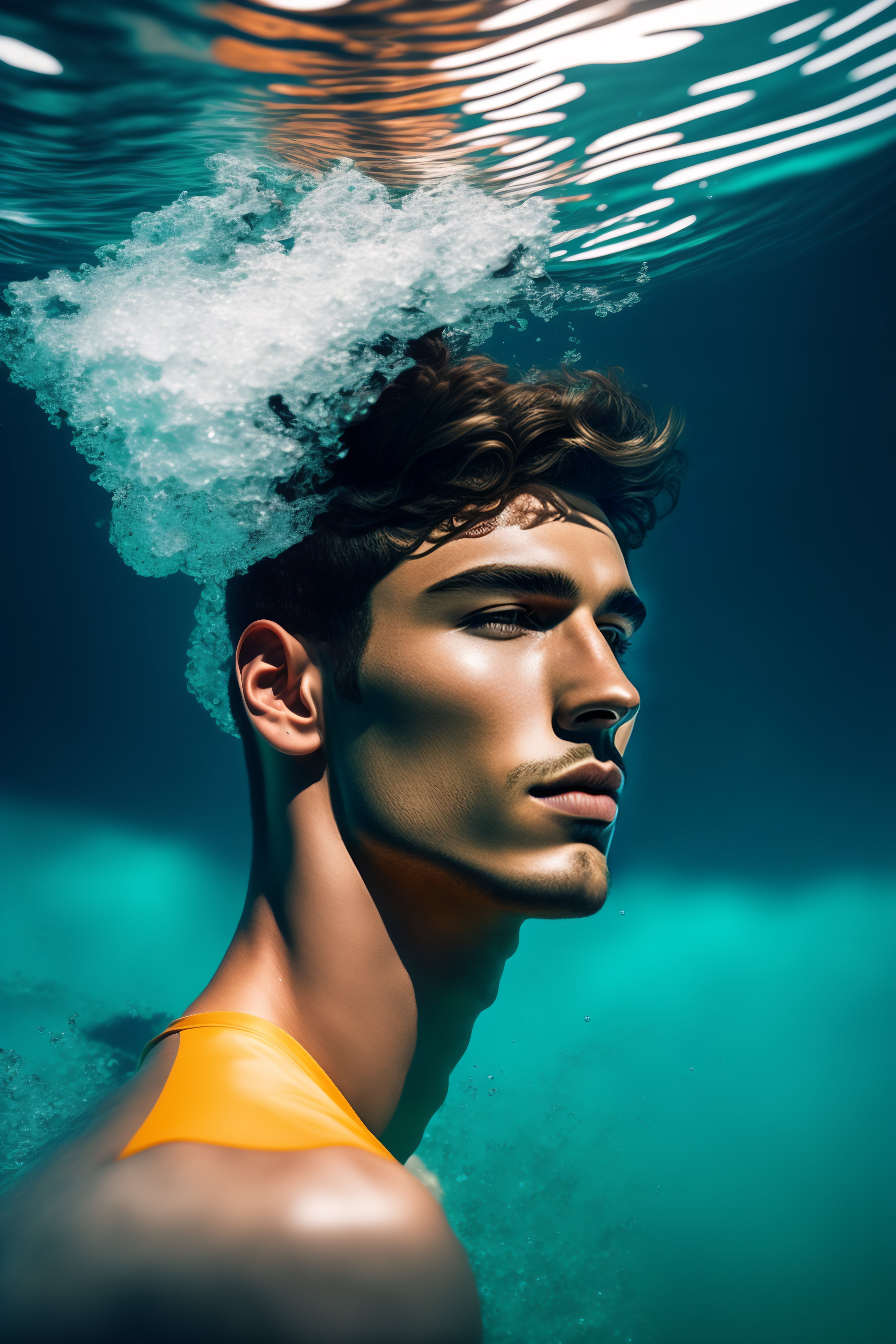 Lexica - A young man, digital ilustration, diving into your mind.