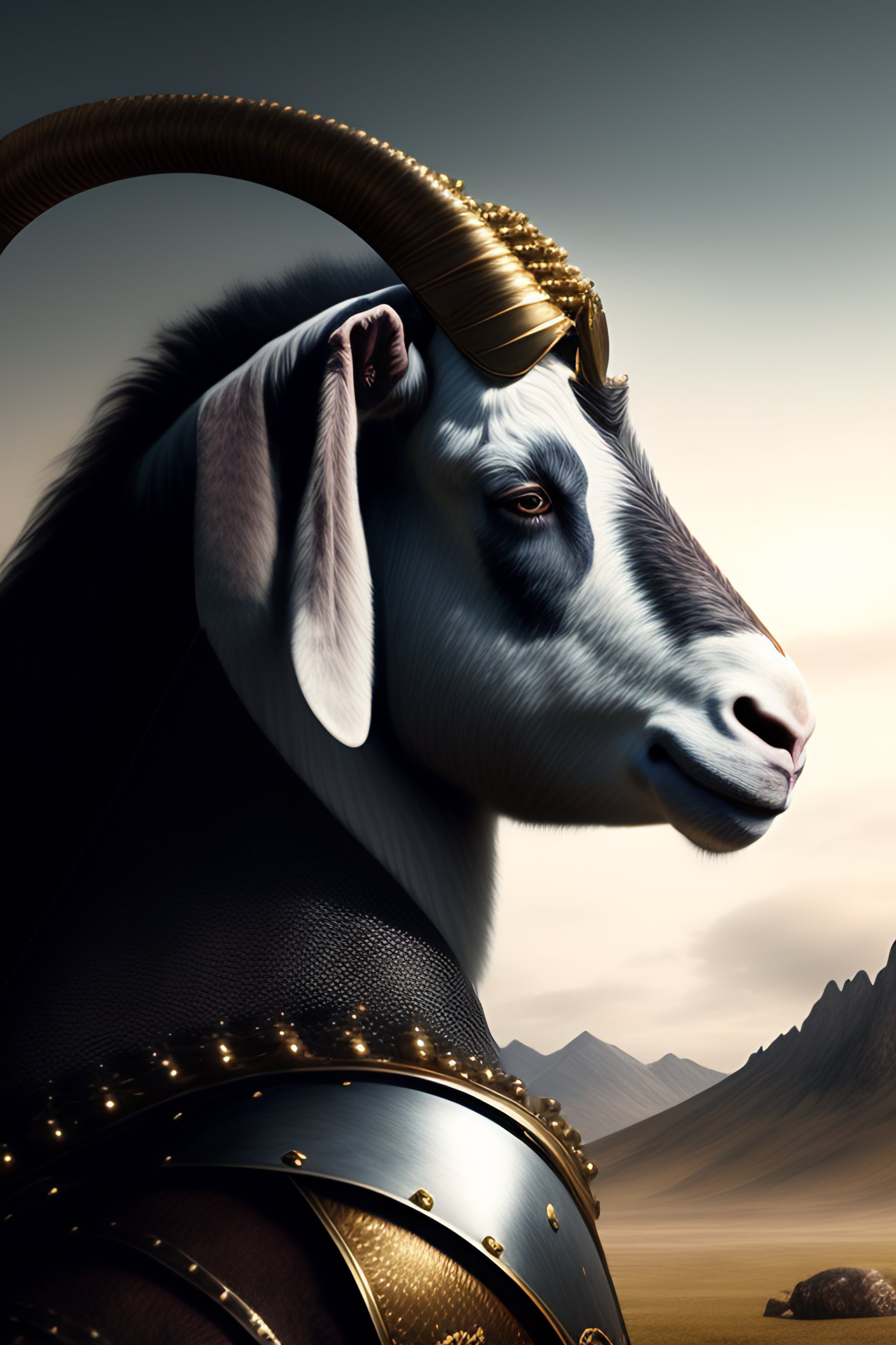 Lexica - A knight in armor with the face of a goat