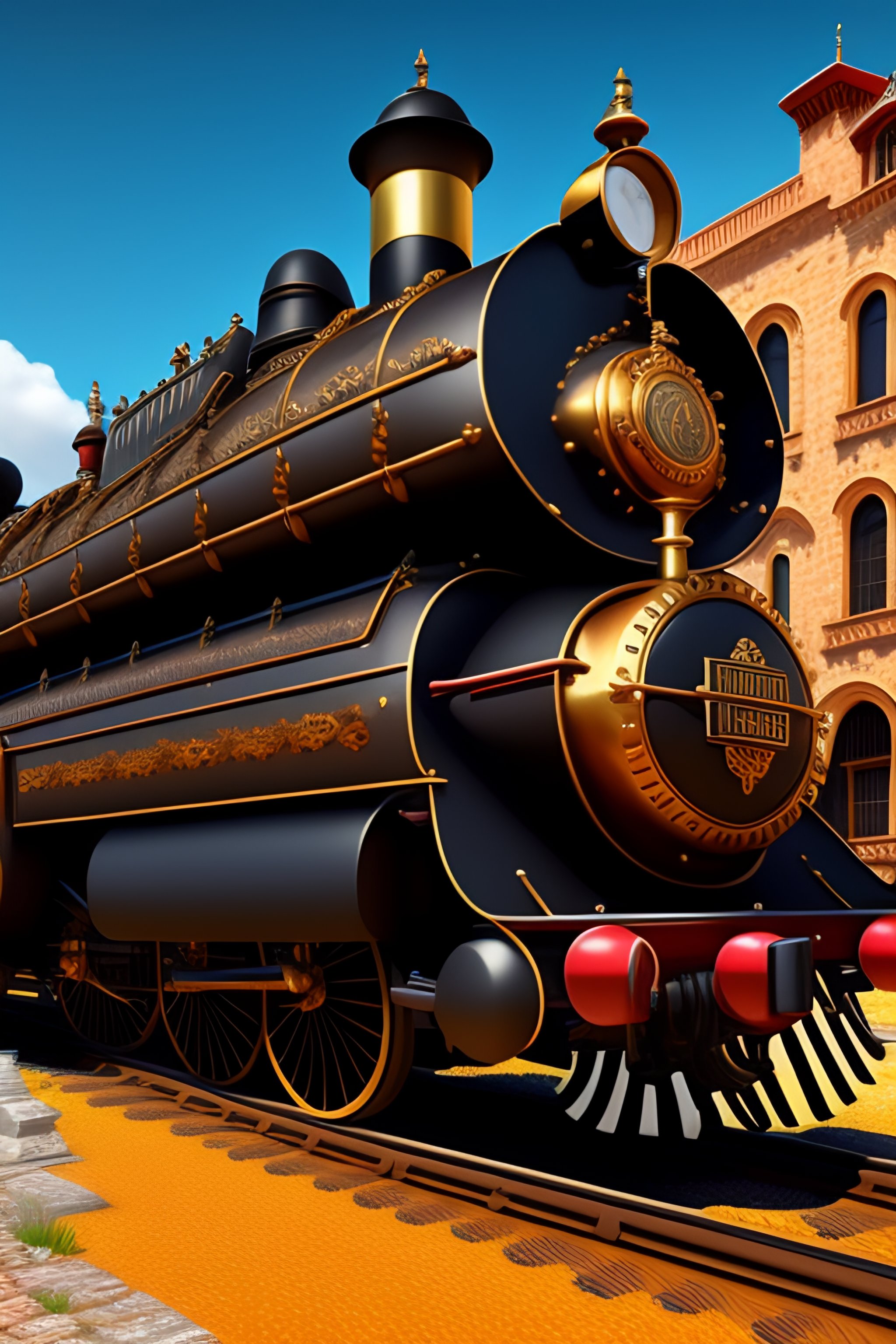 Lexica - Medieval city with train, steampunk