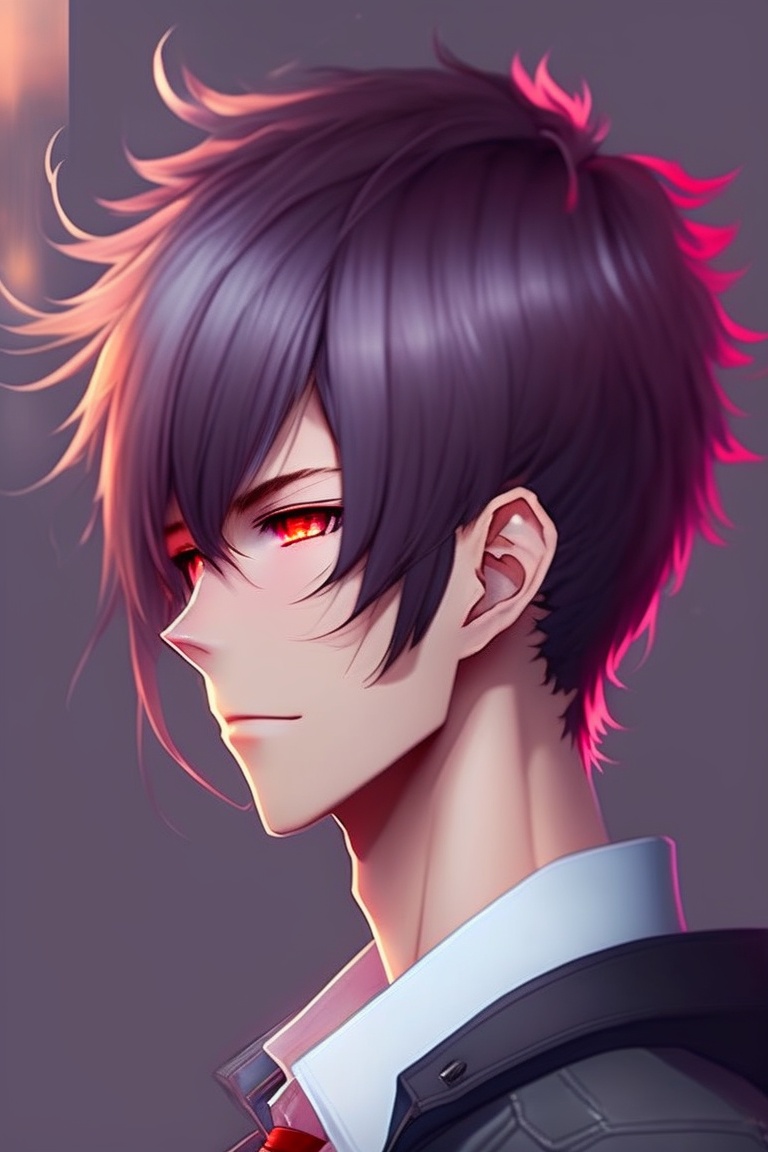 Lexica - Anime boy, red eyes, fade hair