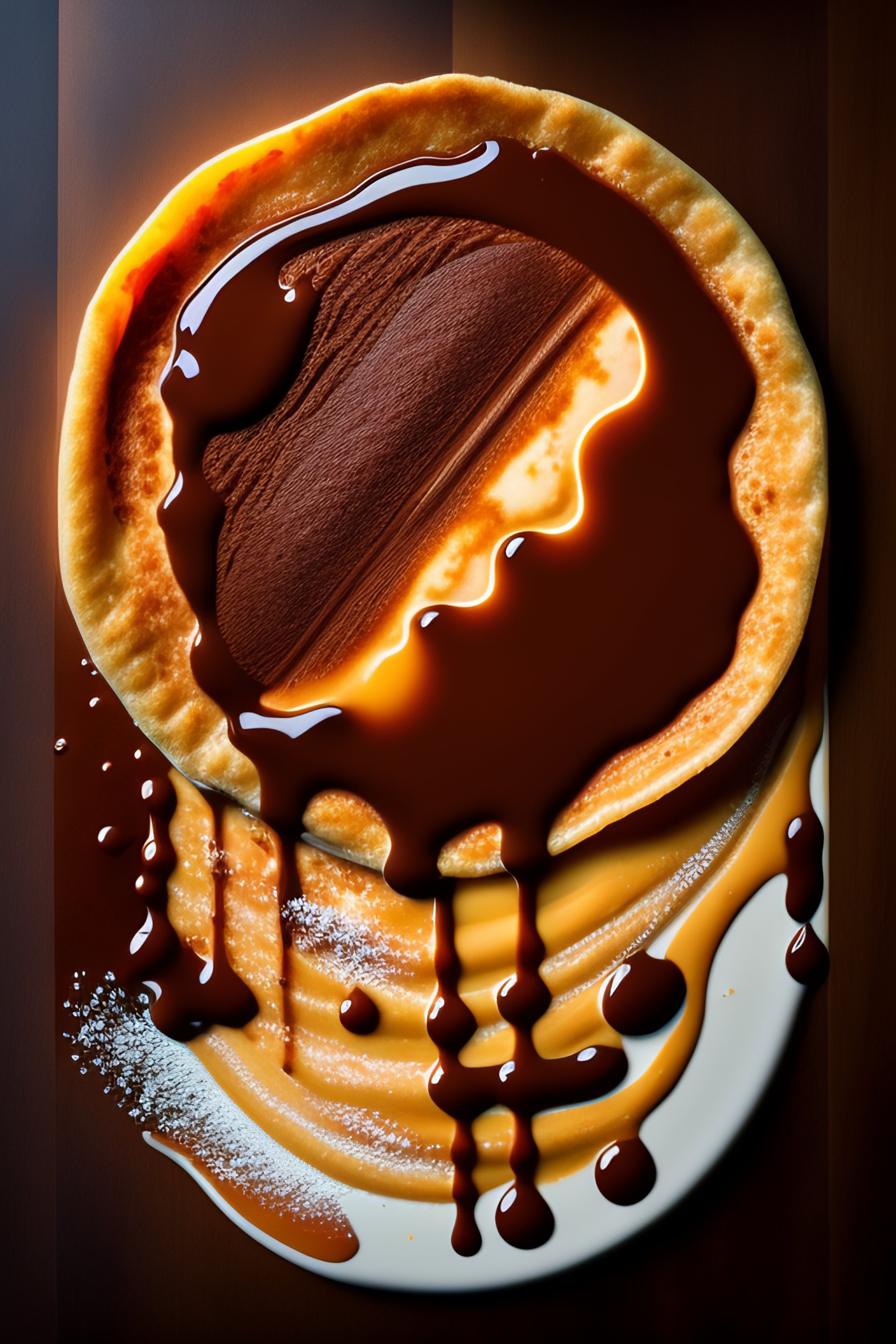 Lexica - Crepe on fire with melted chocolate