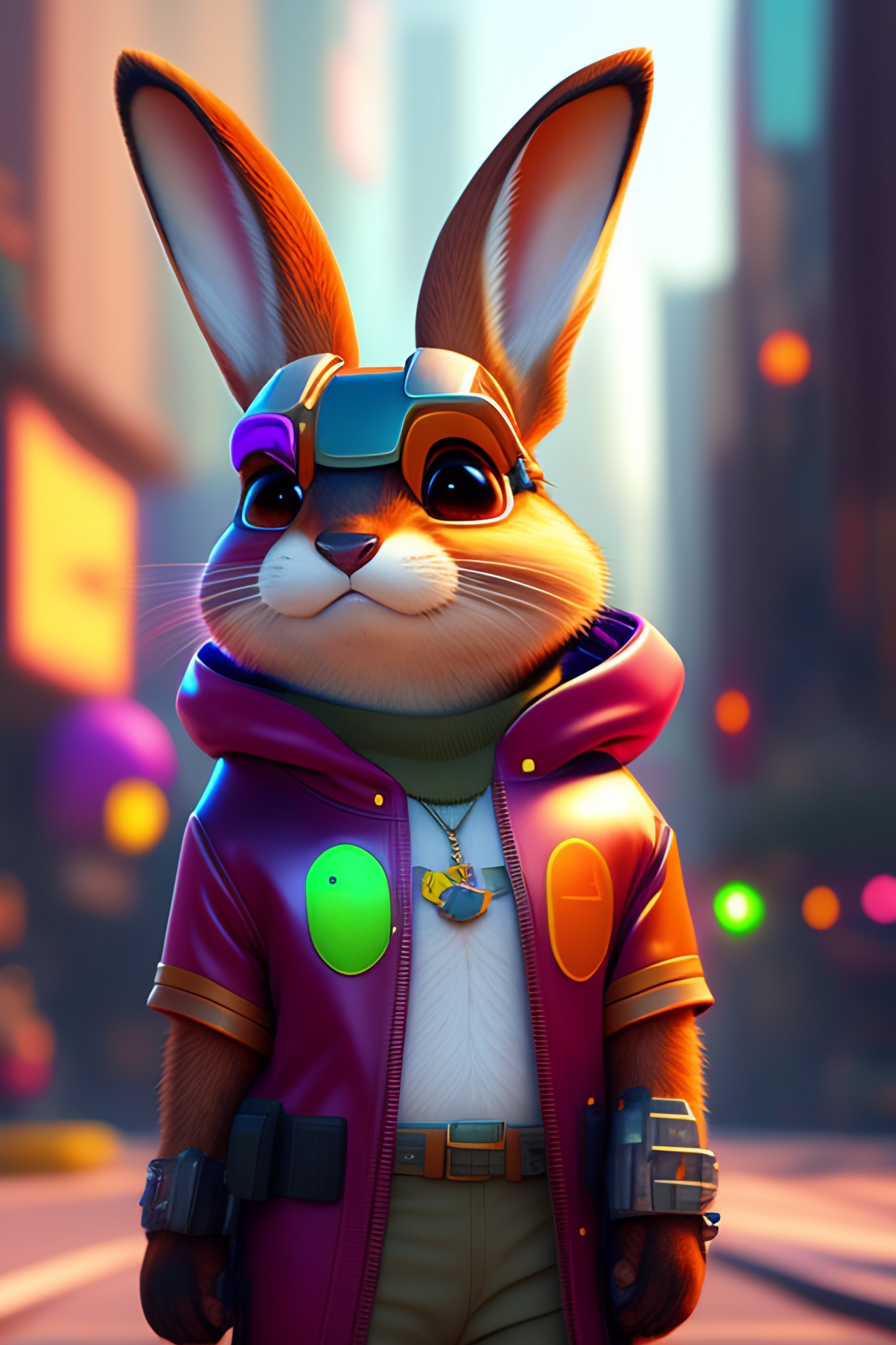Lexica - Super cute cyberpunk bunny, pixar, zootopia, cgi