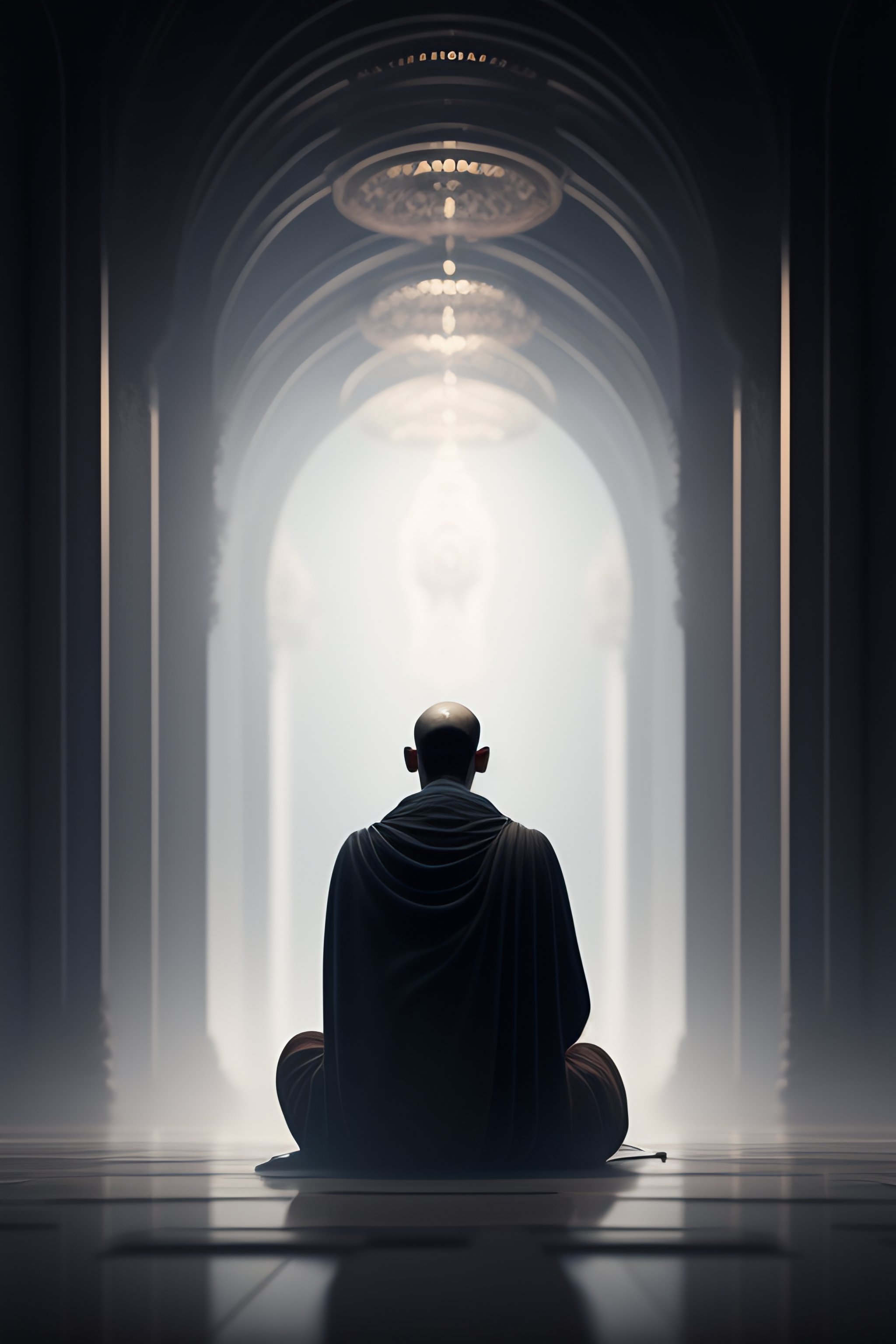 Lexica - A monk god meditating in a empty void, fantasy, trending on ...