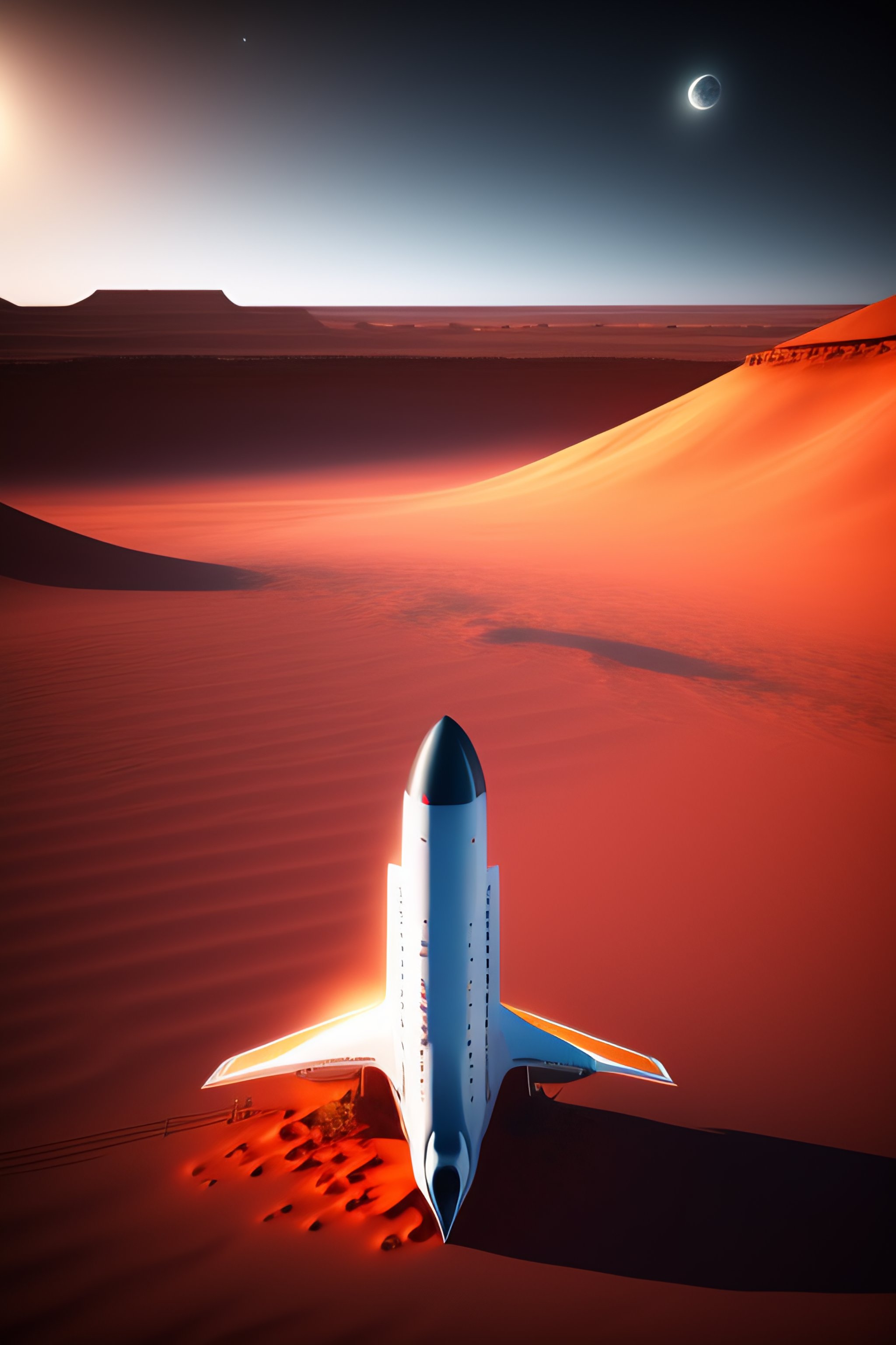 Lexica - 50mm Photograph of SpaceX starship designed by SpaceX landed ...