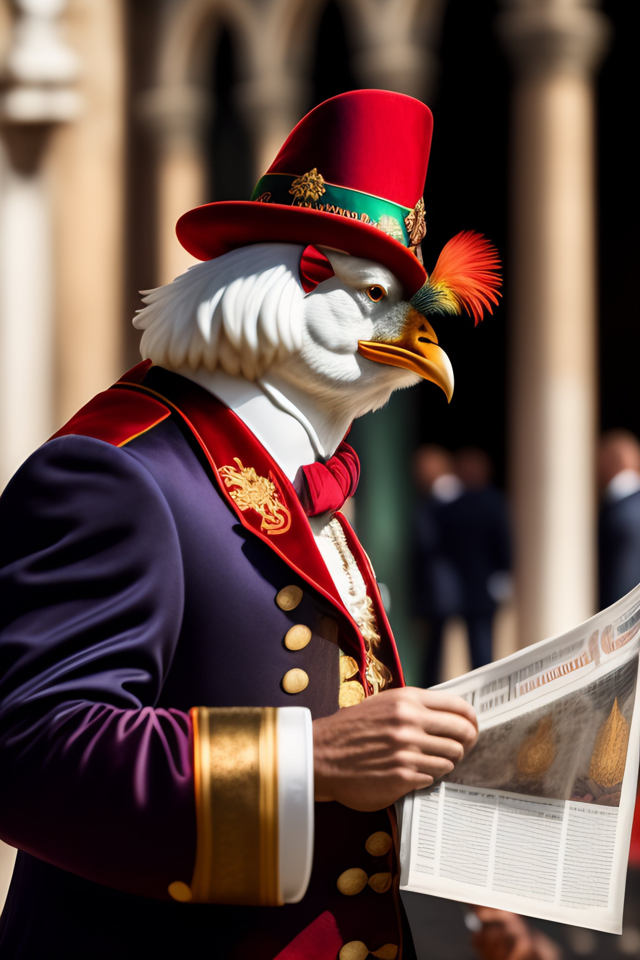 Lexica - A rooster smoking a cigar while reading the newspaper while ...