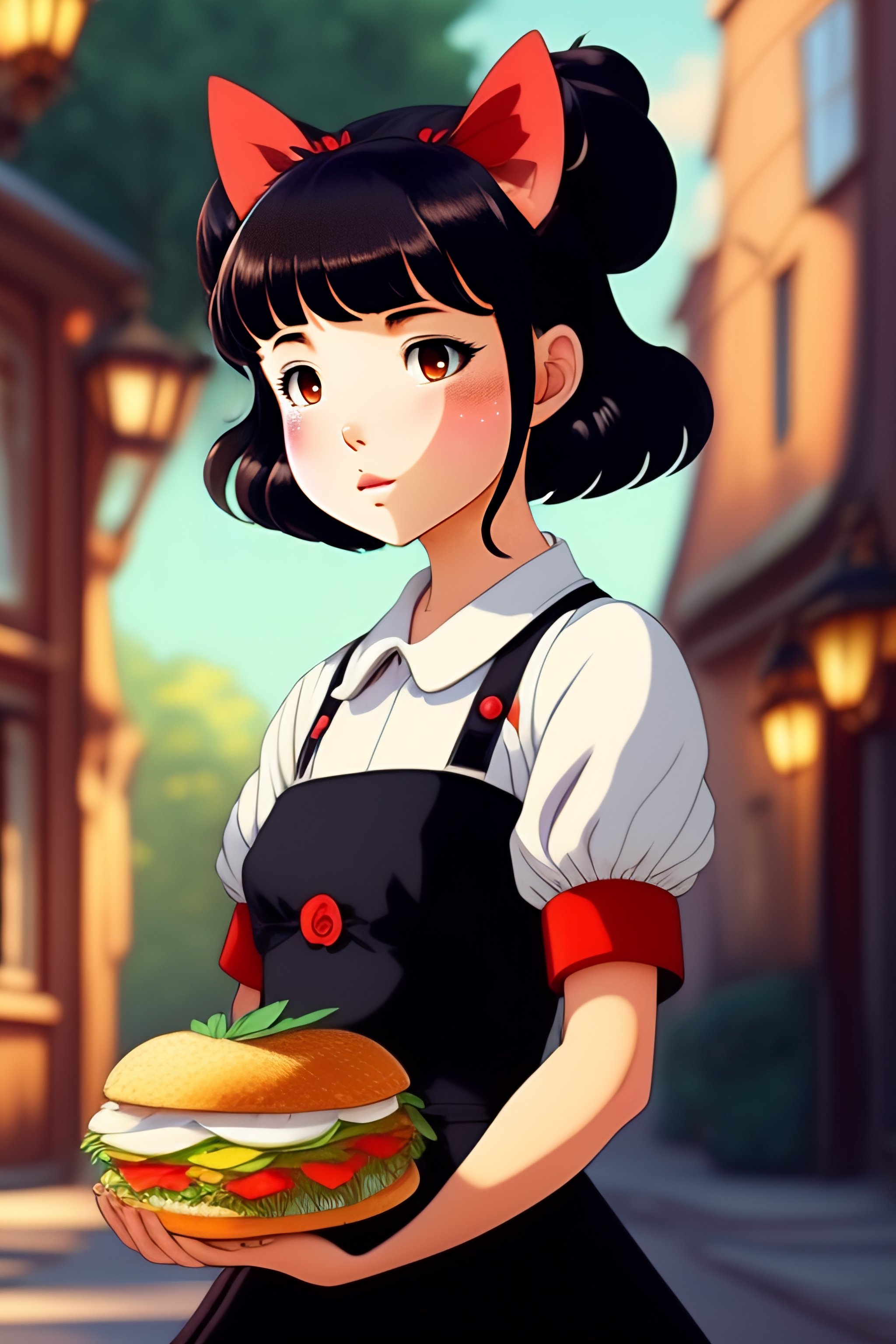 Lexica - Kiki from studio ghibli film kiki's delivery service, eating a ...