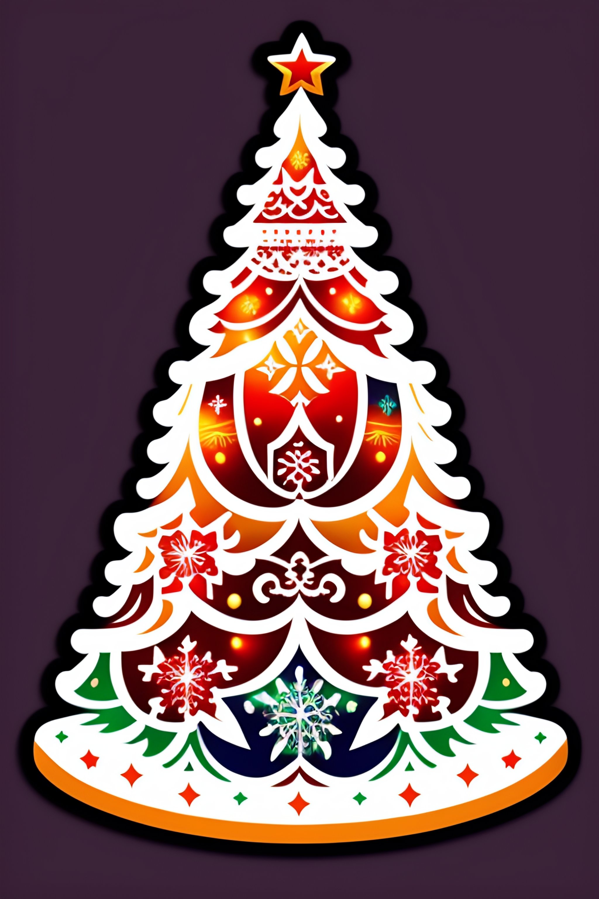 Lexica - Doodle Russian orthodox winter Christmas tree lights, sticker ...