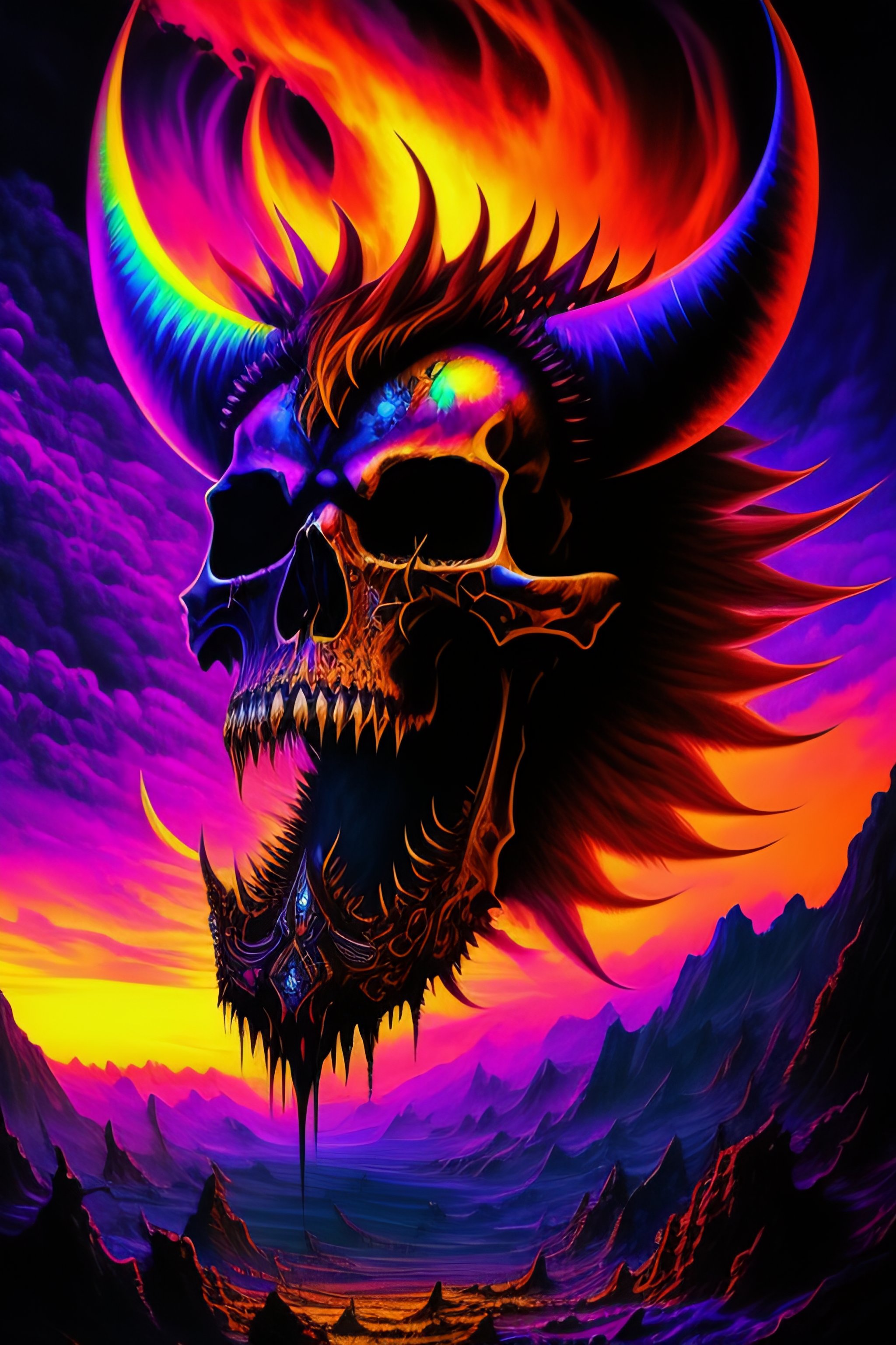 Lexica - Demon skull of a punk with a mohawk, with huge sharp fangs and ...