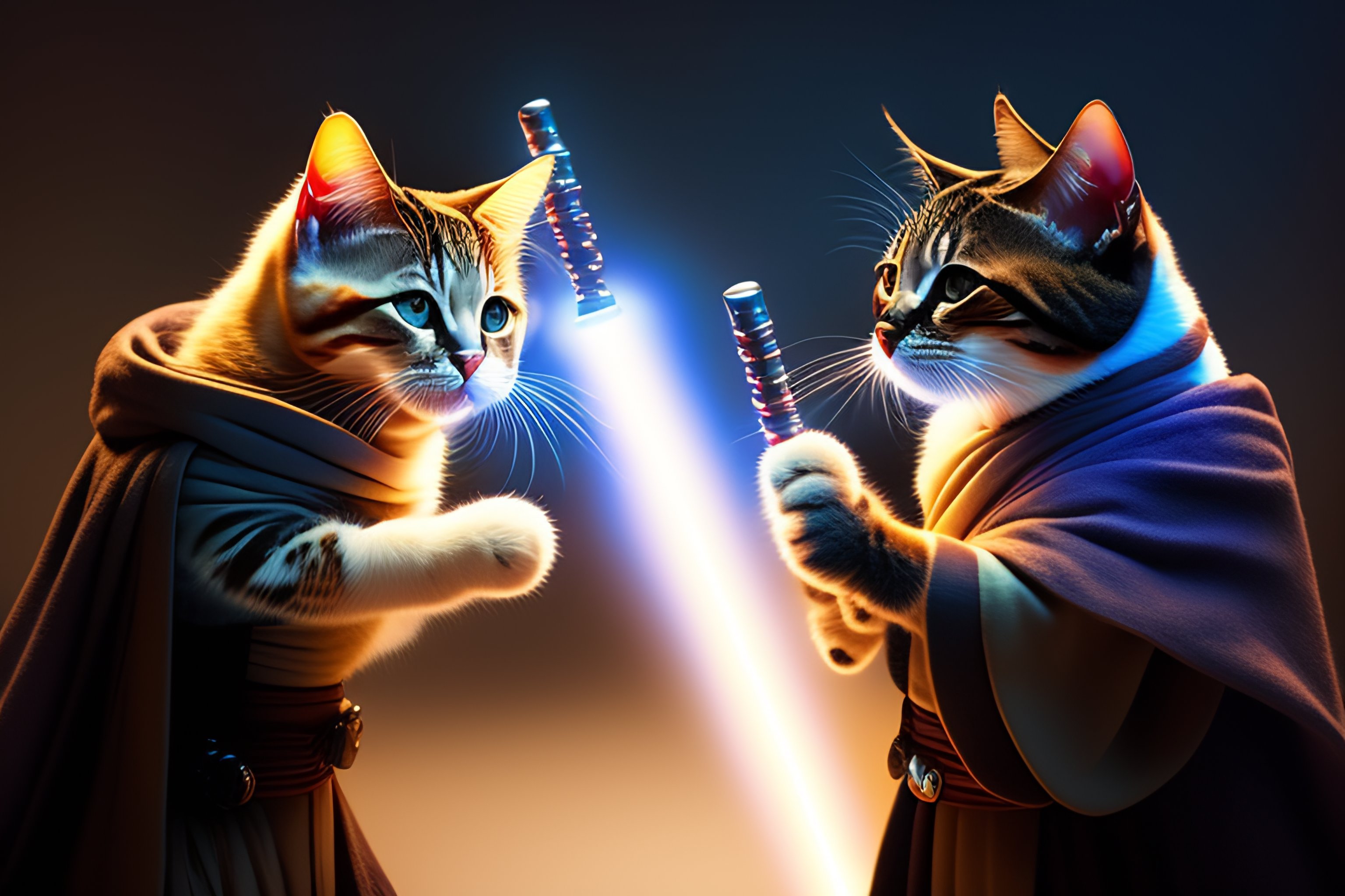 Lexica - Two jedi cats lightsaber fight