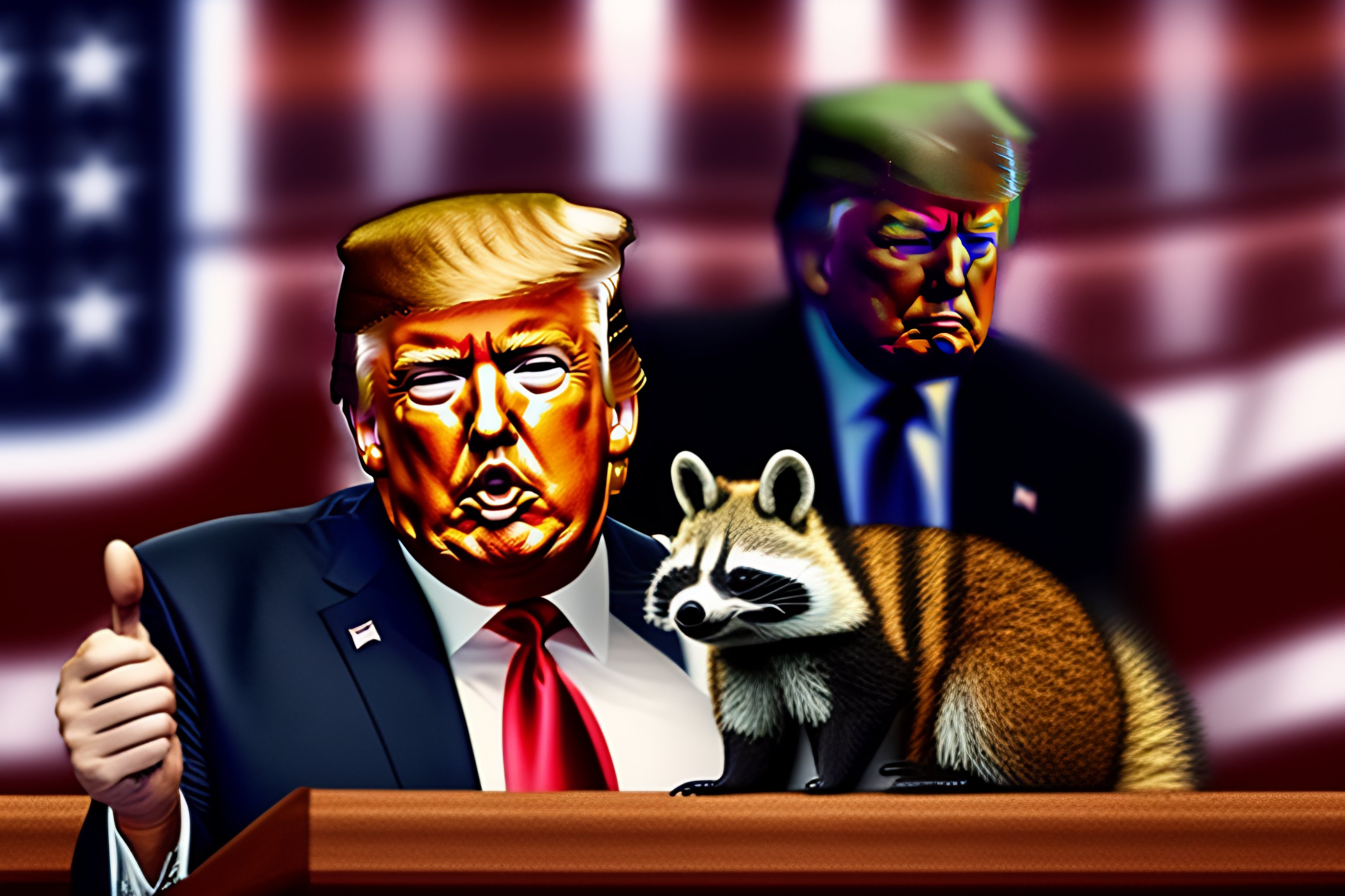 Lexica - Photo of donald trump and a raccoon