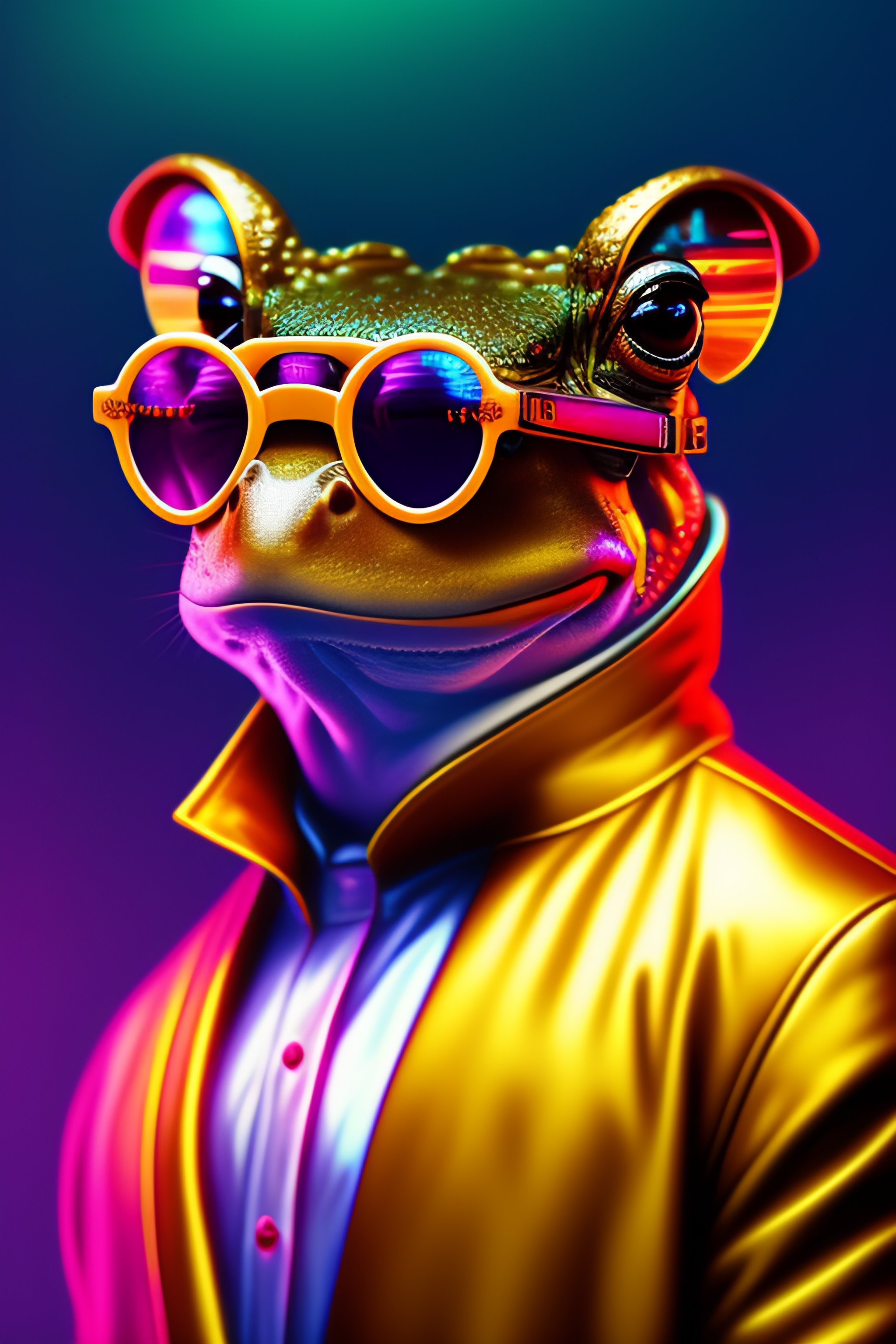Lexica - Portrait of an anthropomorphic nerd gigachad frog with nerdy ...