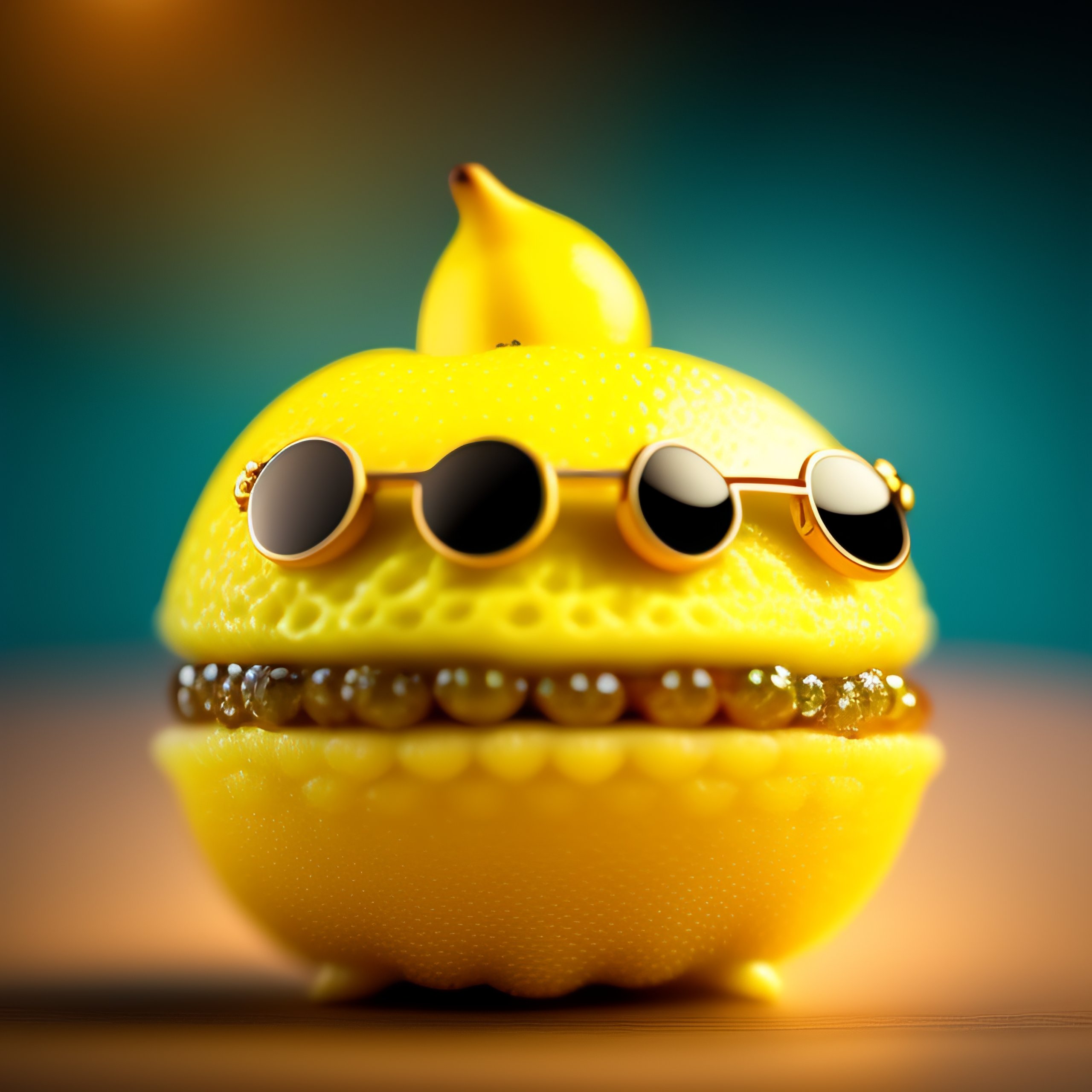 Lexica - A cute lemon creature wearing sunglasses. depth of field ...