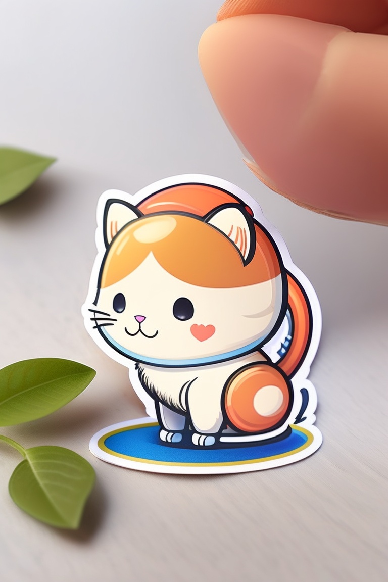 Lexica - Sticker, cat playing games, white background, kawaii